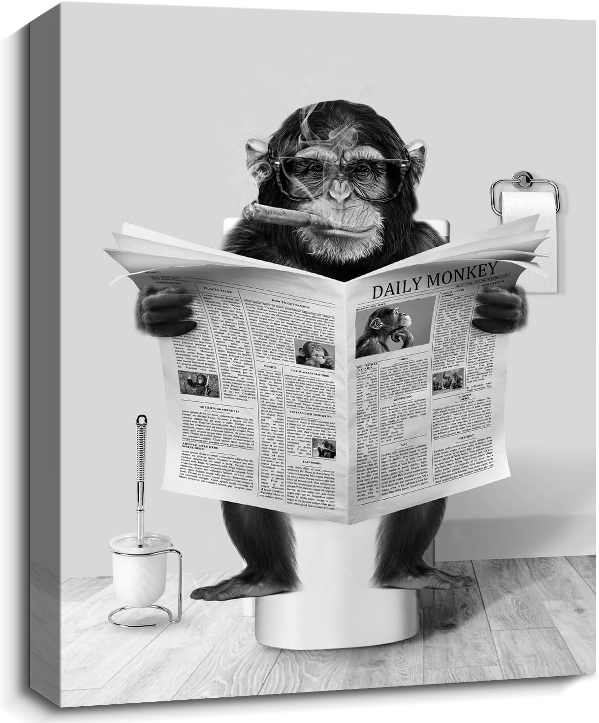 HFDF Pureluca Mens Funny Monkey Bathroom Wall Art Gorilla Reading On ...