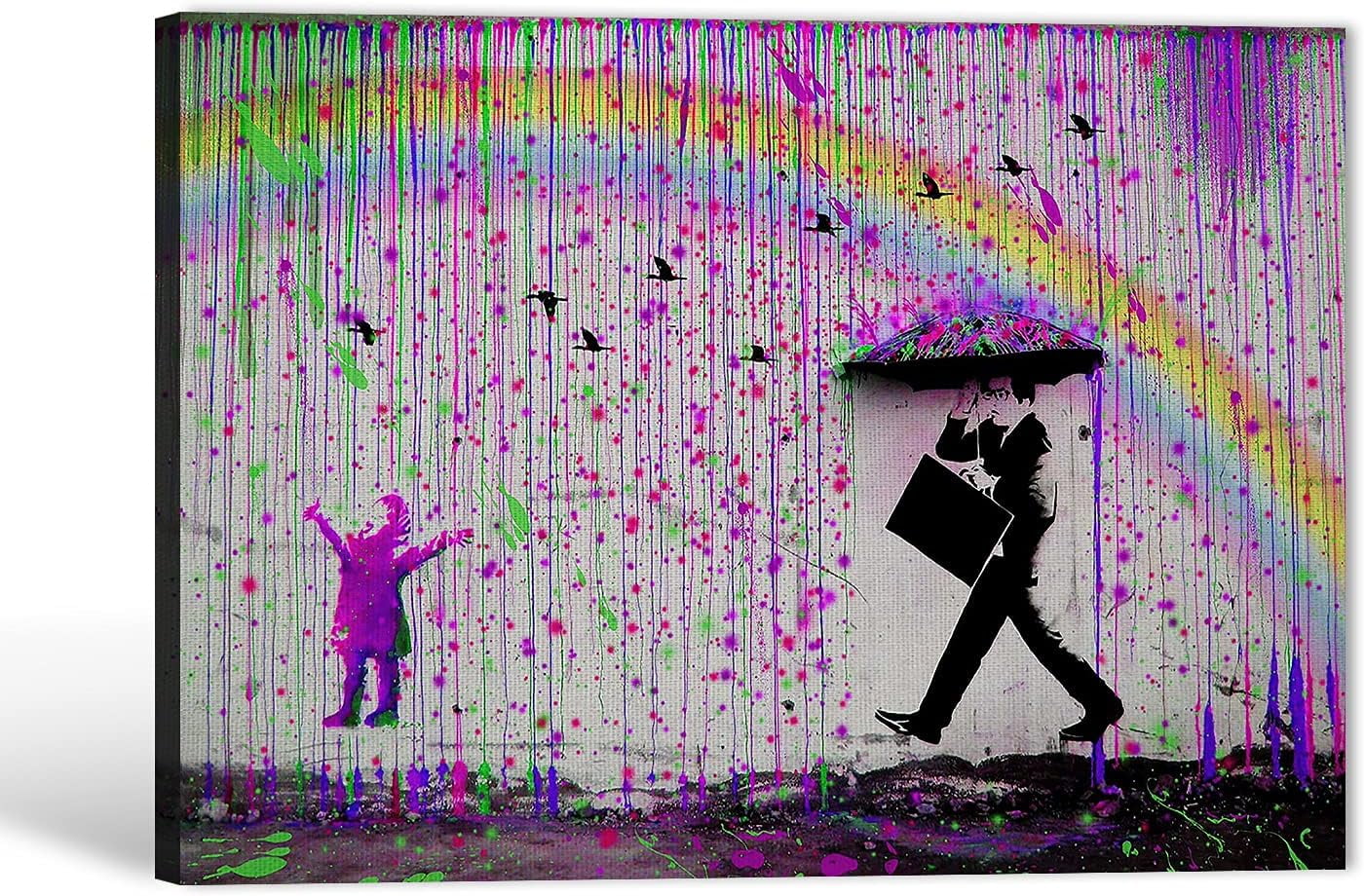 HFDF Rainbow Rain Graffiti Prints Colorful Graffiti Art Canvas for ...