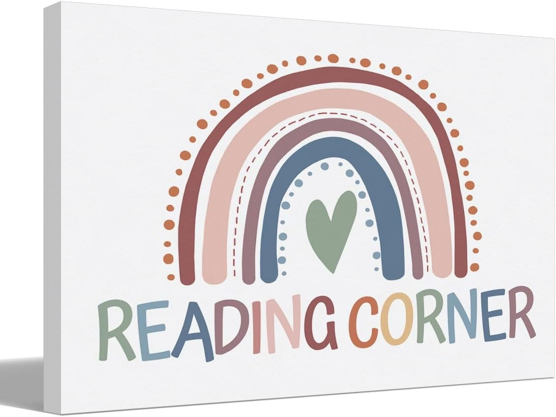 HFDF Readg Corner Boho Rabow Wall Art Prts,Boho Kids Canvas Wall Art for Calmg Corner Preschool ...