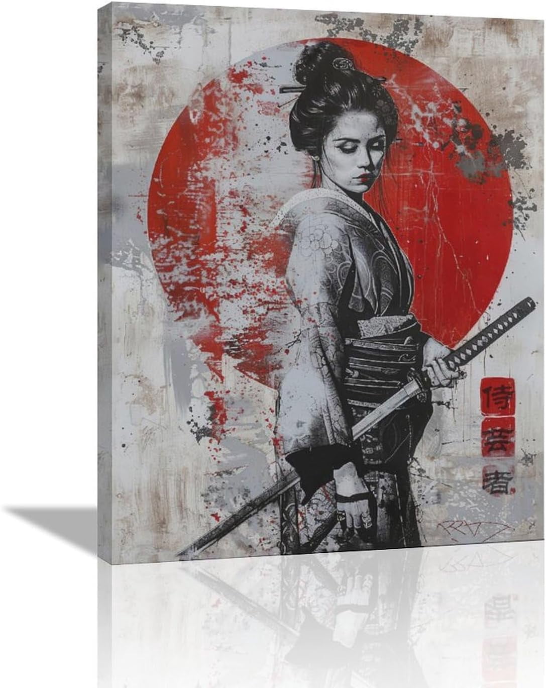 HFDF Retro Asian Japanese Decor Wall Art Japan Samurai Figure Pictures ...