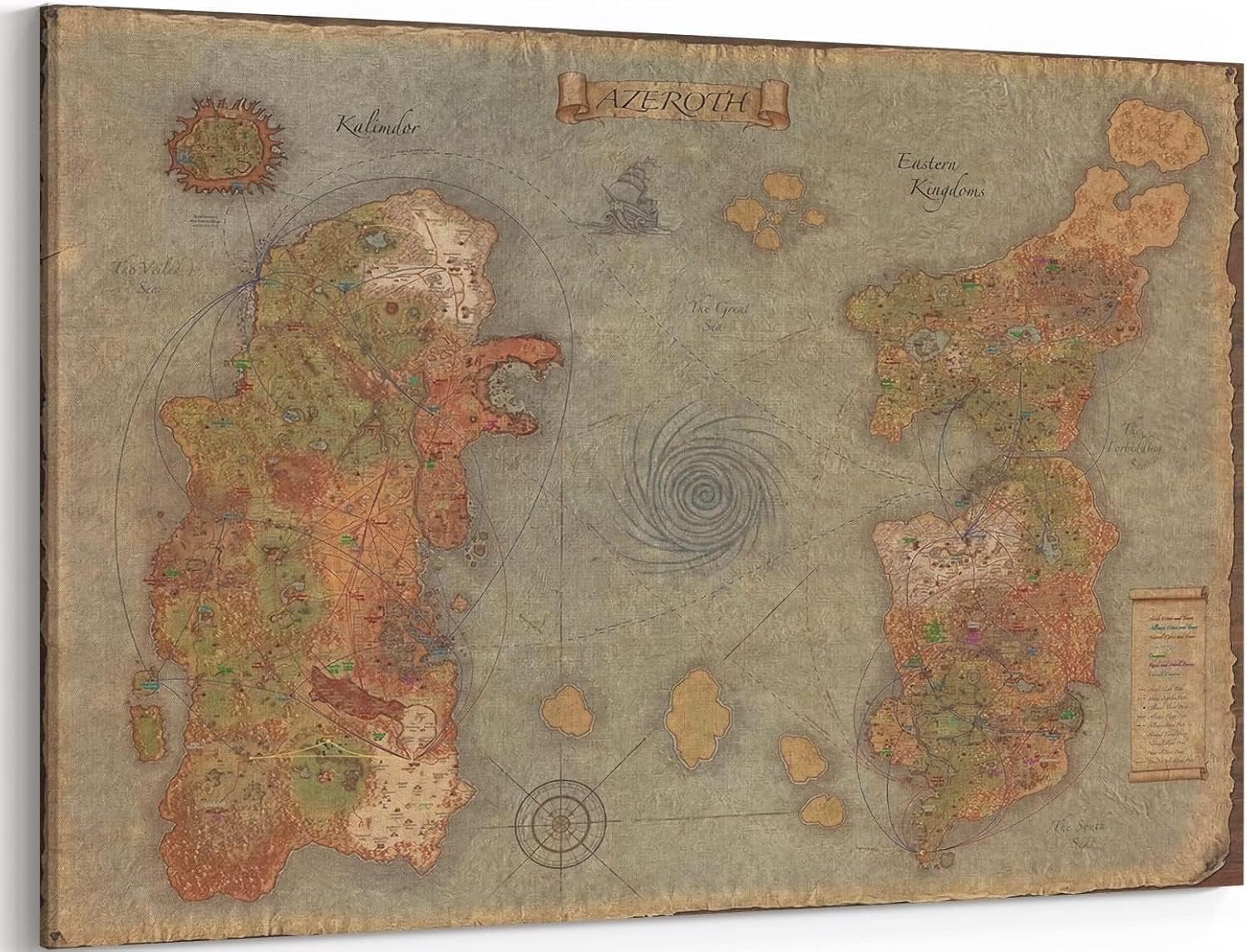 HFDF Retro World Of Warcraft Map Canvas Wall Art Poster Prints Azeroth ...