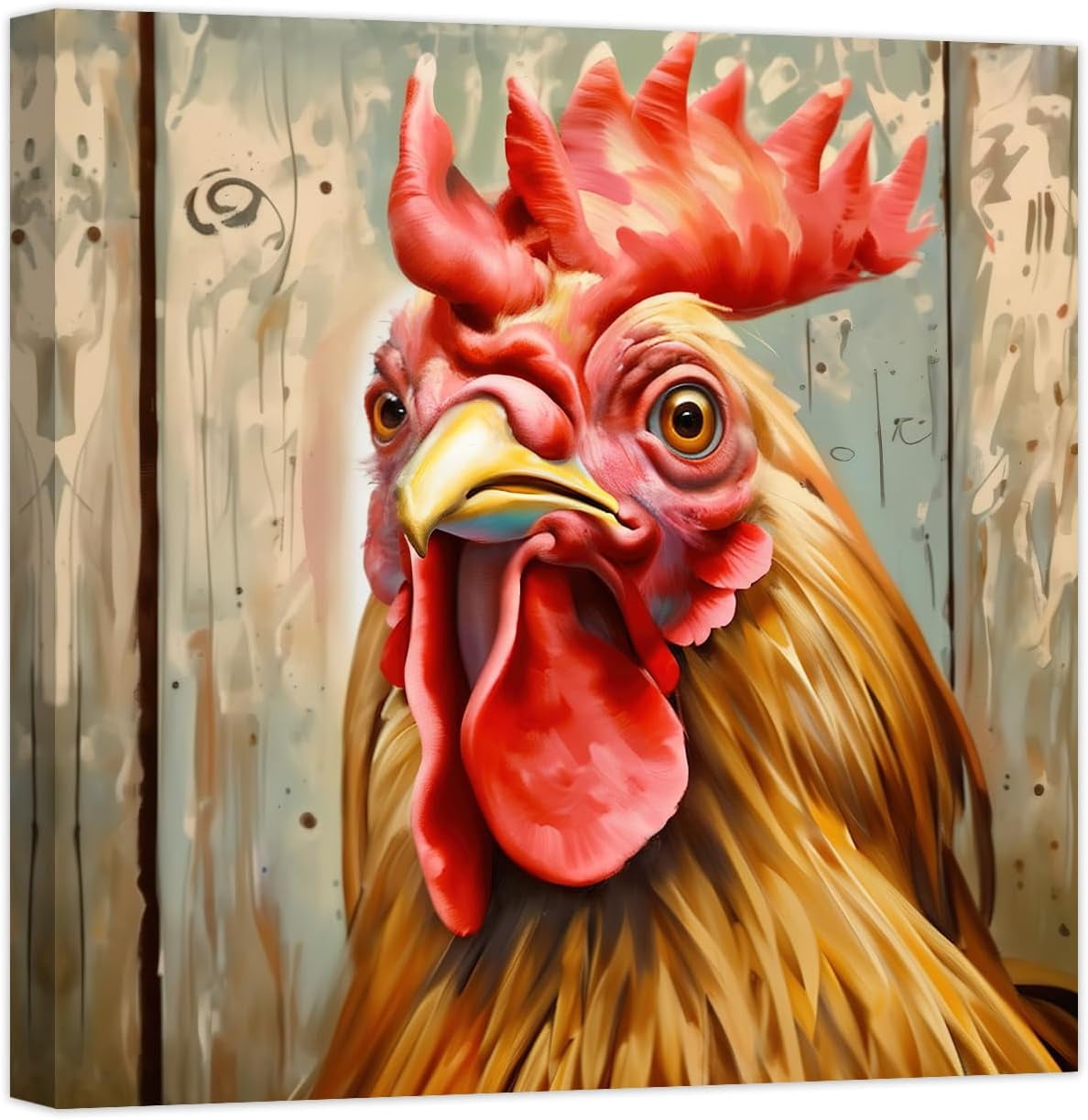 HFDF Rooster Prints Wall Art Funny Farm Animal Pictures Chicken Canvas ...