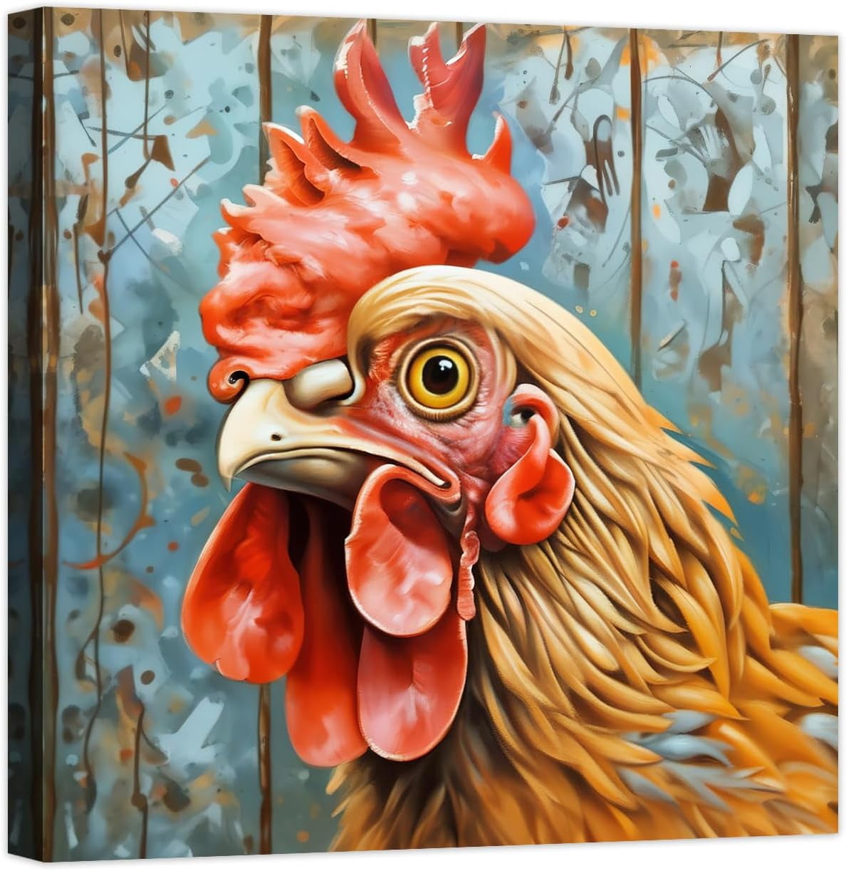 HFDF Rooster Prints Wall Art Funny Farm Animal Pictures Chicken Canvas ...