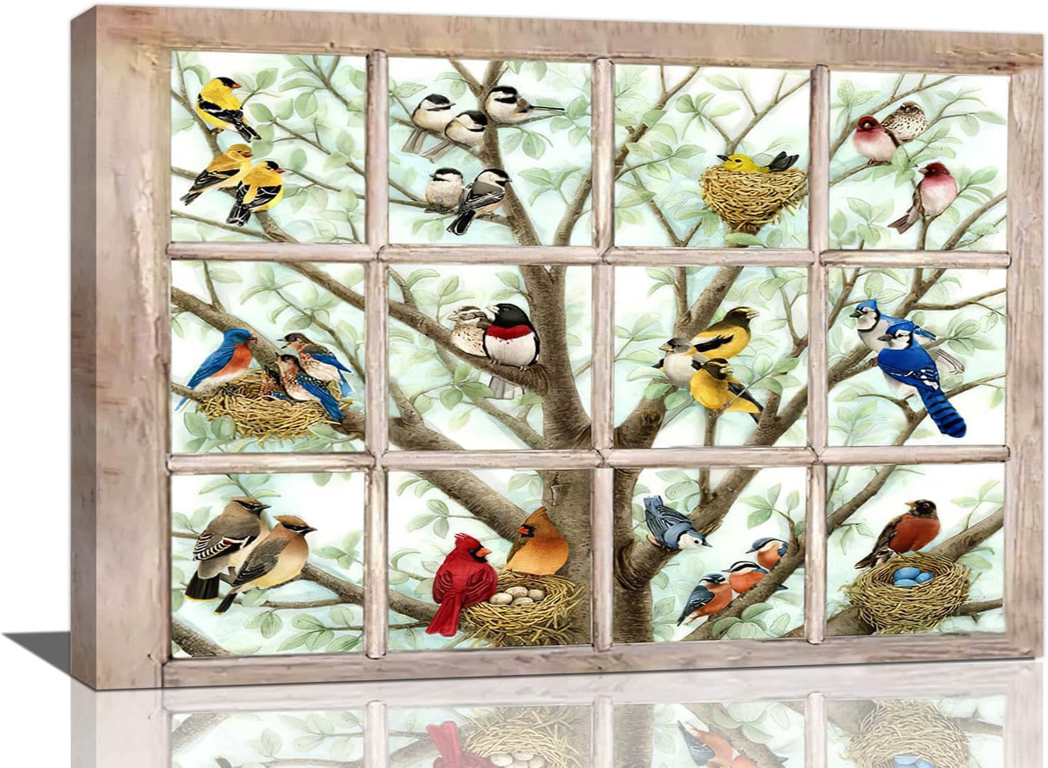 HFDF Rustic Birds Wall Art Farmhouse Hummingbirds on Branch Pictures ...