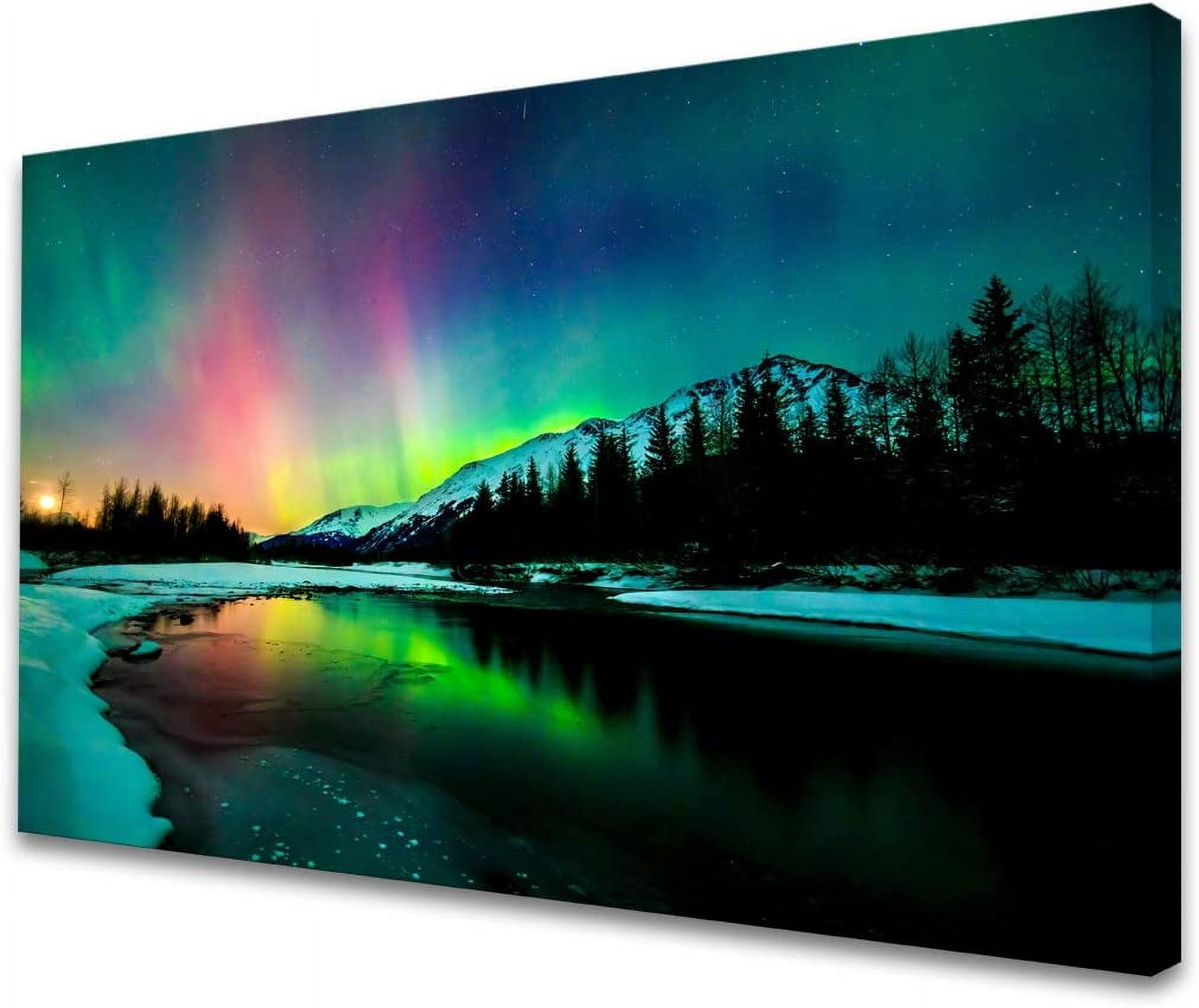 HFDF S01969 Wall Art HD Aurora Scenery Patg on Canvas Prts Stretched ...