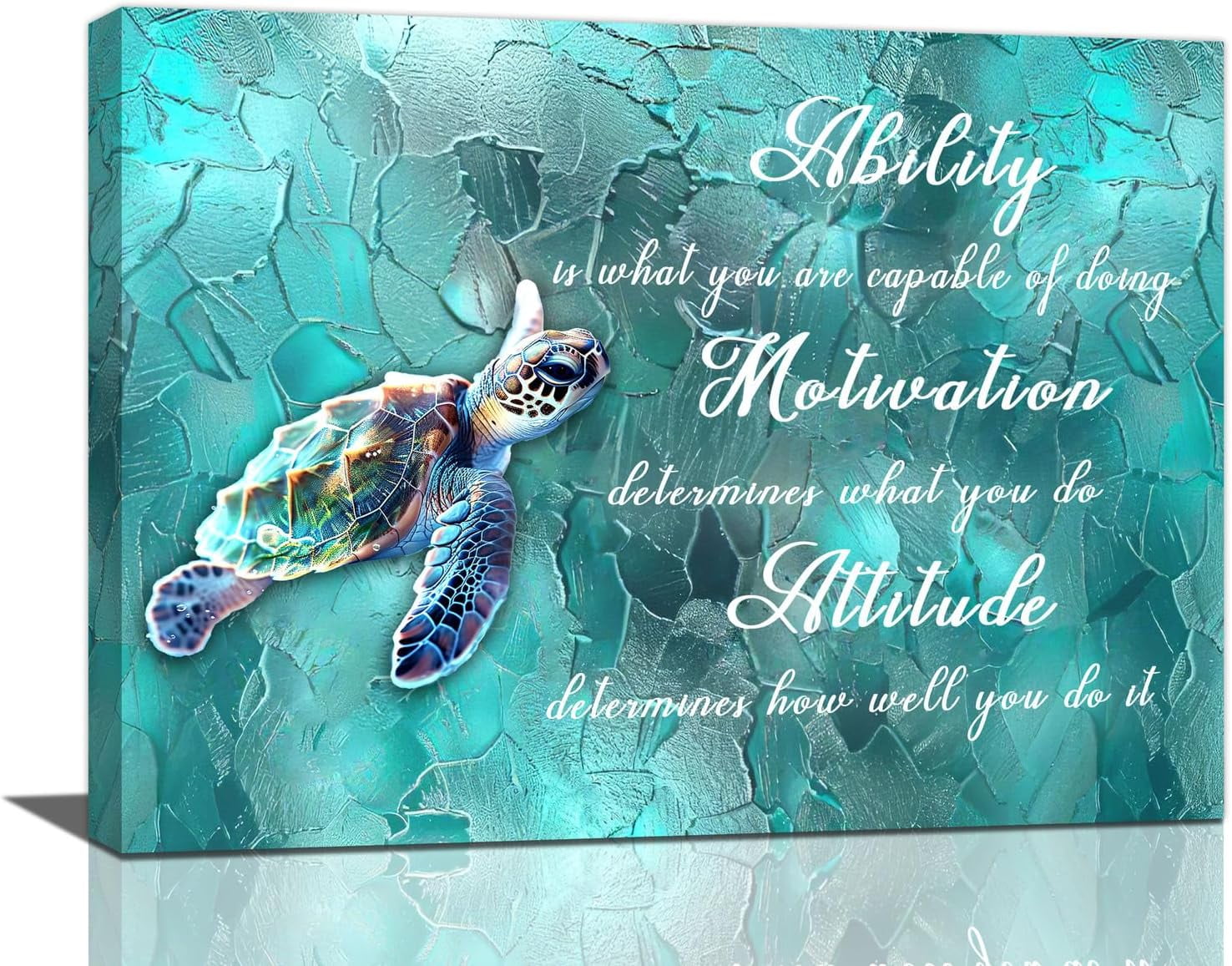 HFDF Sea Turtle Wall Art Turquoise Turtle Picturesspirational Quotes ...