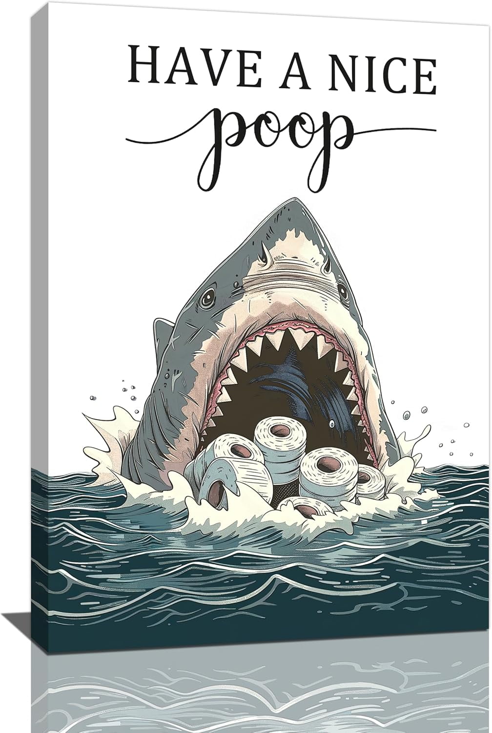 HFDF Shark Bathroom Wall Art Funny Shark Ocean Bathroom Pictures Wall ...