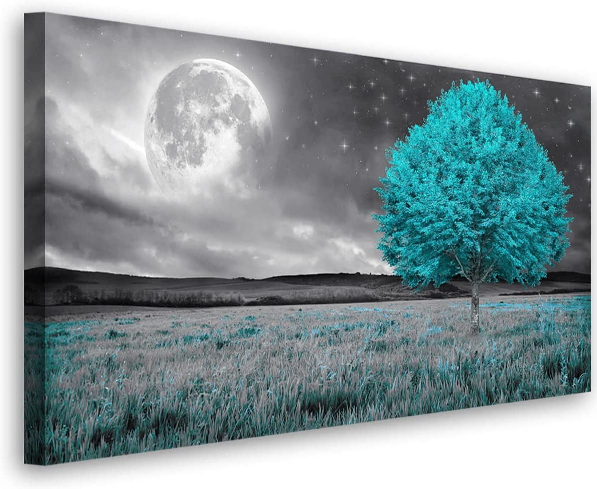 HFDF Tree of Life Wall Art Picture Canvas Prints Room Wall Décor Blue ...