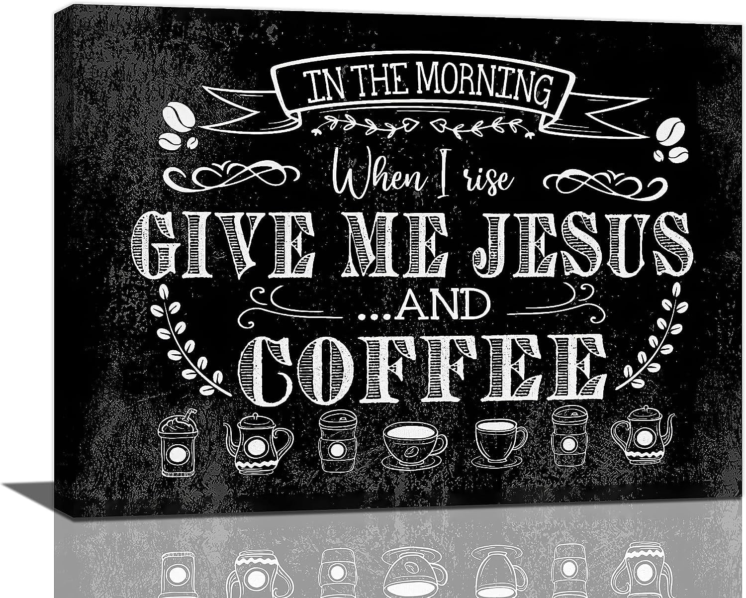 HFDF Vintage Coffee Kitchen Decor Wall Art Rustic Black And White ...