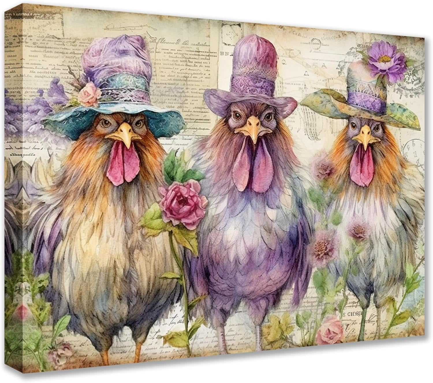 HFDF Vintage Farm Animals Wall Art Canvas Print Decor Painting Posters ...