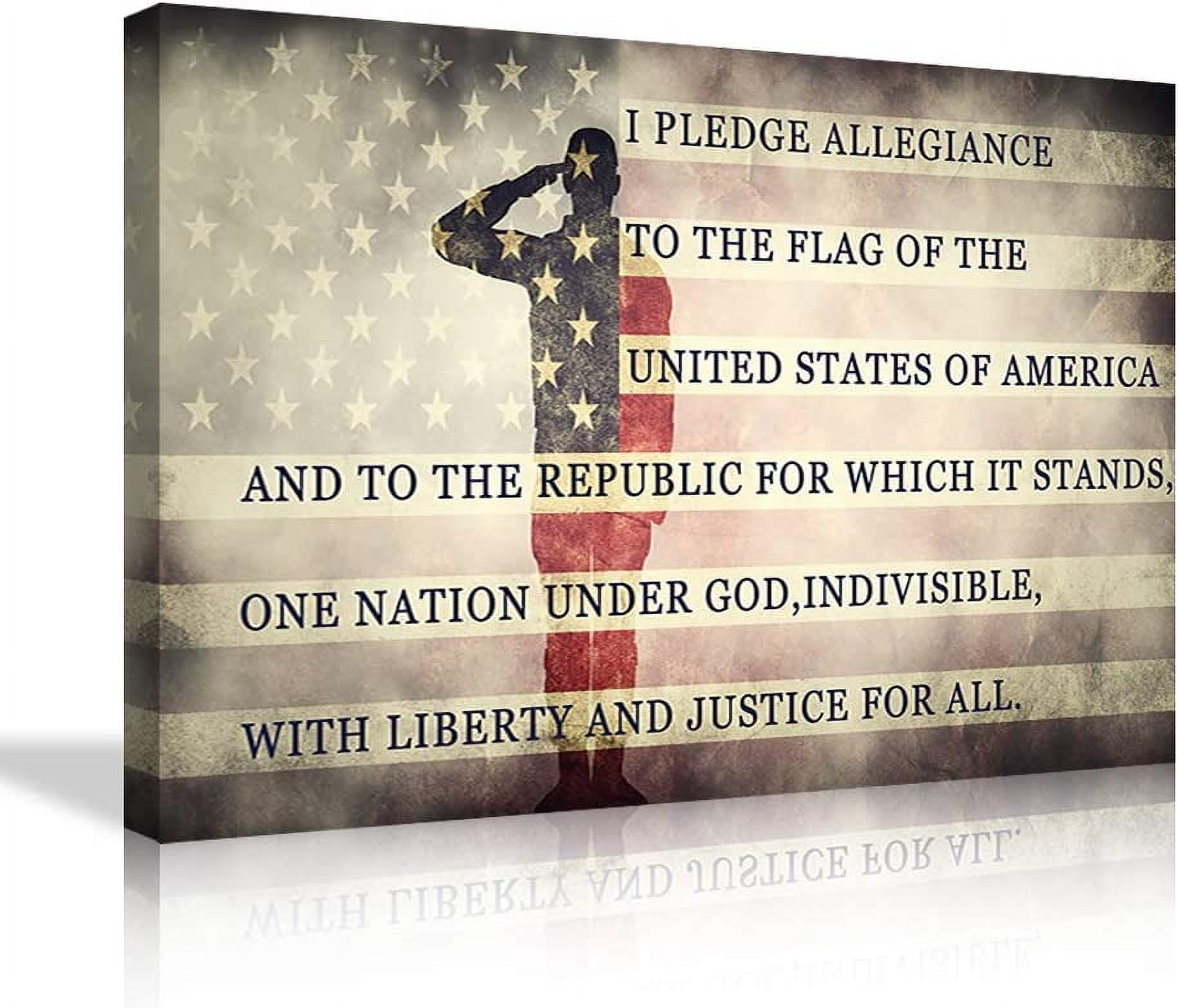 HFDF Vtage American US Flag Military Soldier and Prt US Pledge of ...