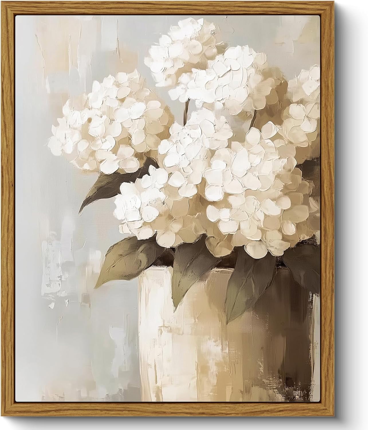 HFDF Vtage Canvas Wall Art, Retro White Hydrangeas Patg Pictures Decor ...