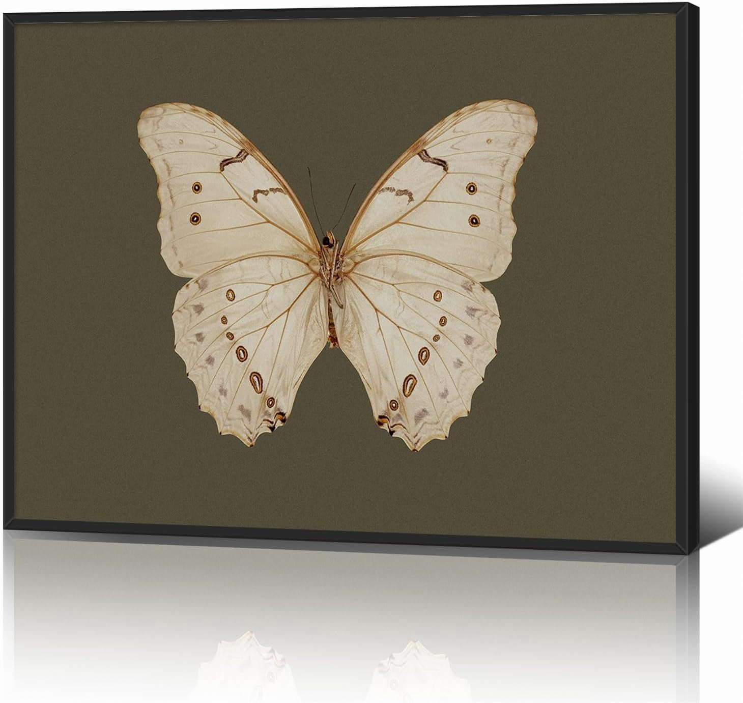 HFDF Vtage White Butterfly Canvas Wall Art, Dark Moody Butterfly Poster ...