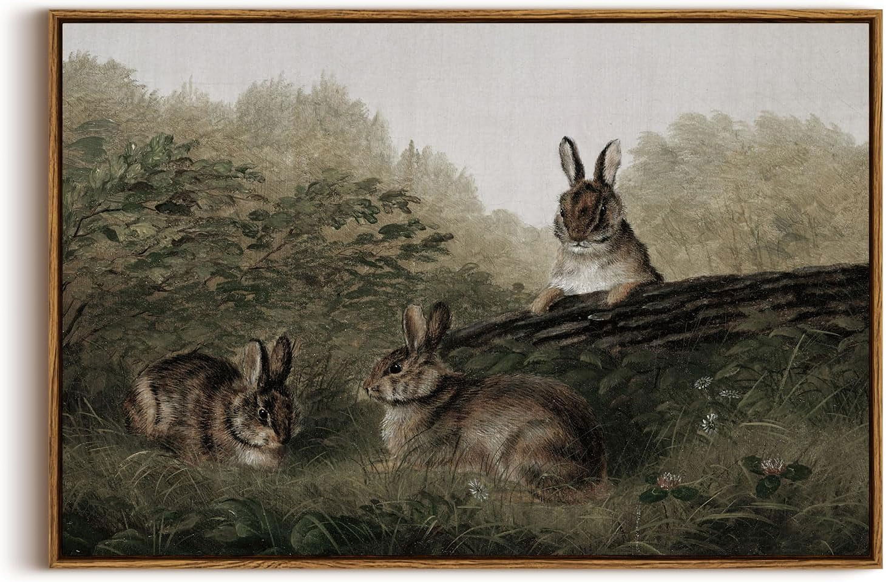 HFDF Wall Art for Livg Room Three Rabbits Vtage Funny Easter Bunny Prts ...