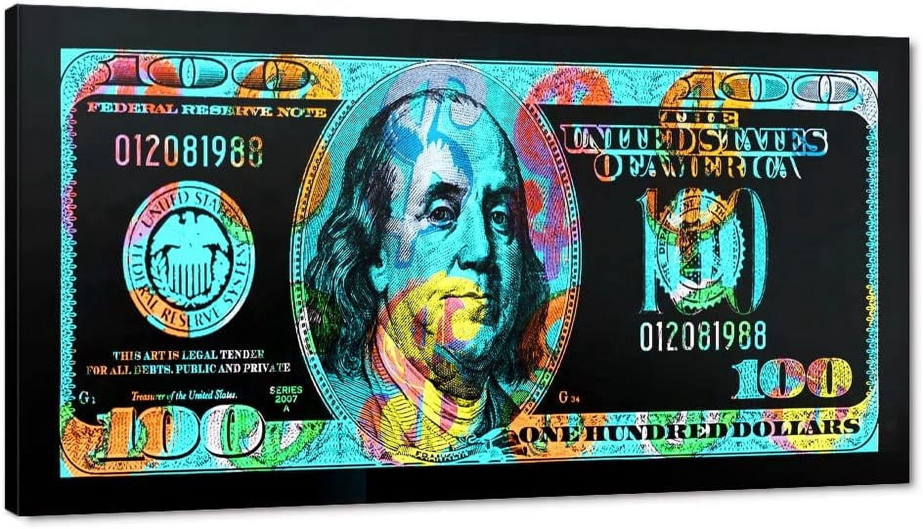 HFDF Wall Art Work Color Graffiti Dollar Wall Patgs 100 Dollar USD ...