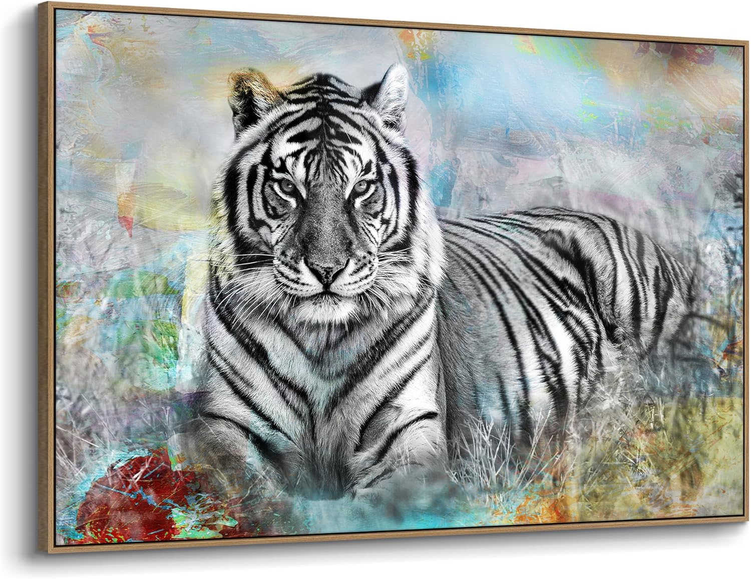 HFDF Wild Animal Canvas Wall Art:Black and White Tiger Artwork Wildlife ...