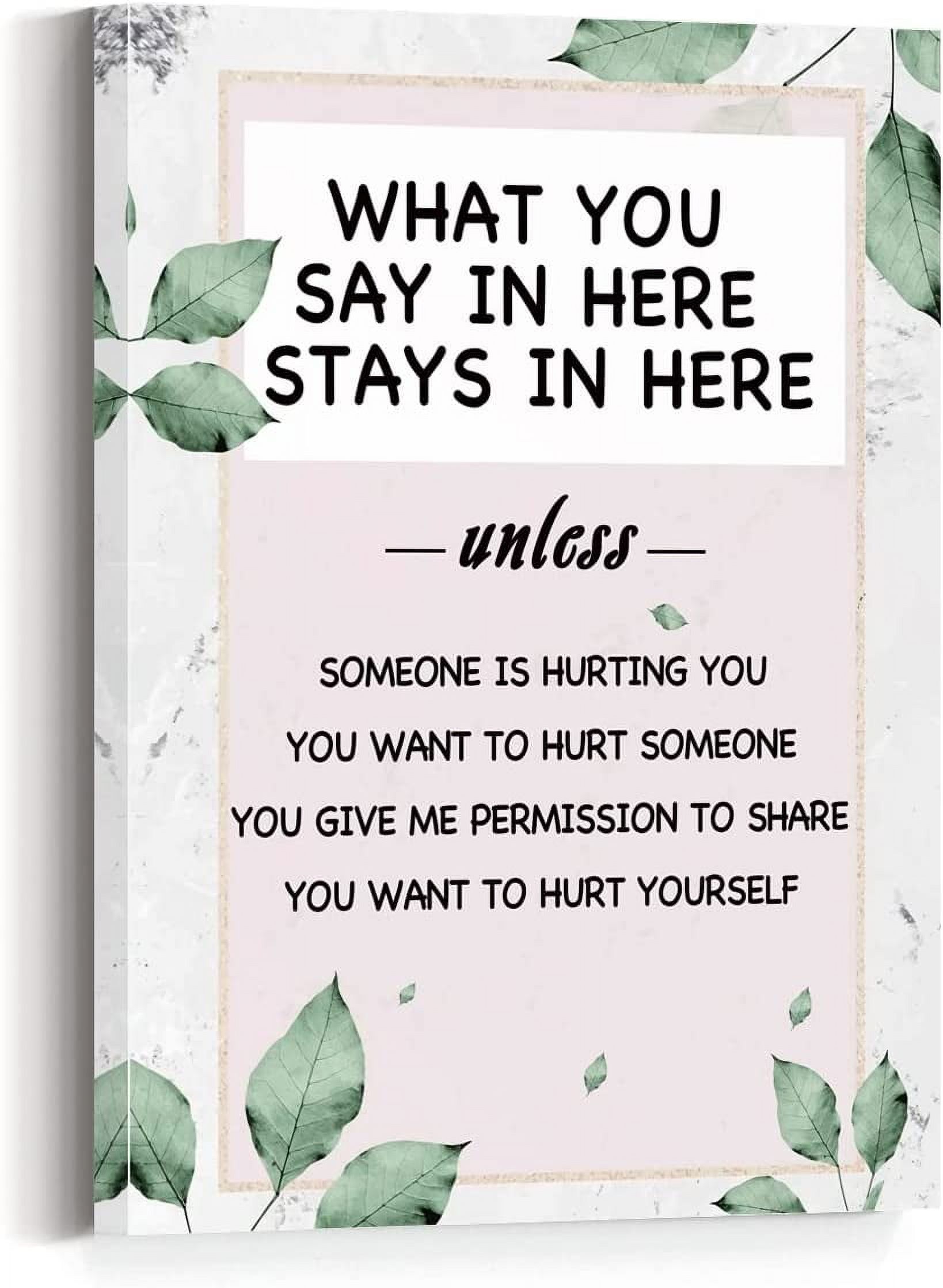 HFDF What You Say Here Stays Here Canvas Wall Art,Mental Health ...