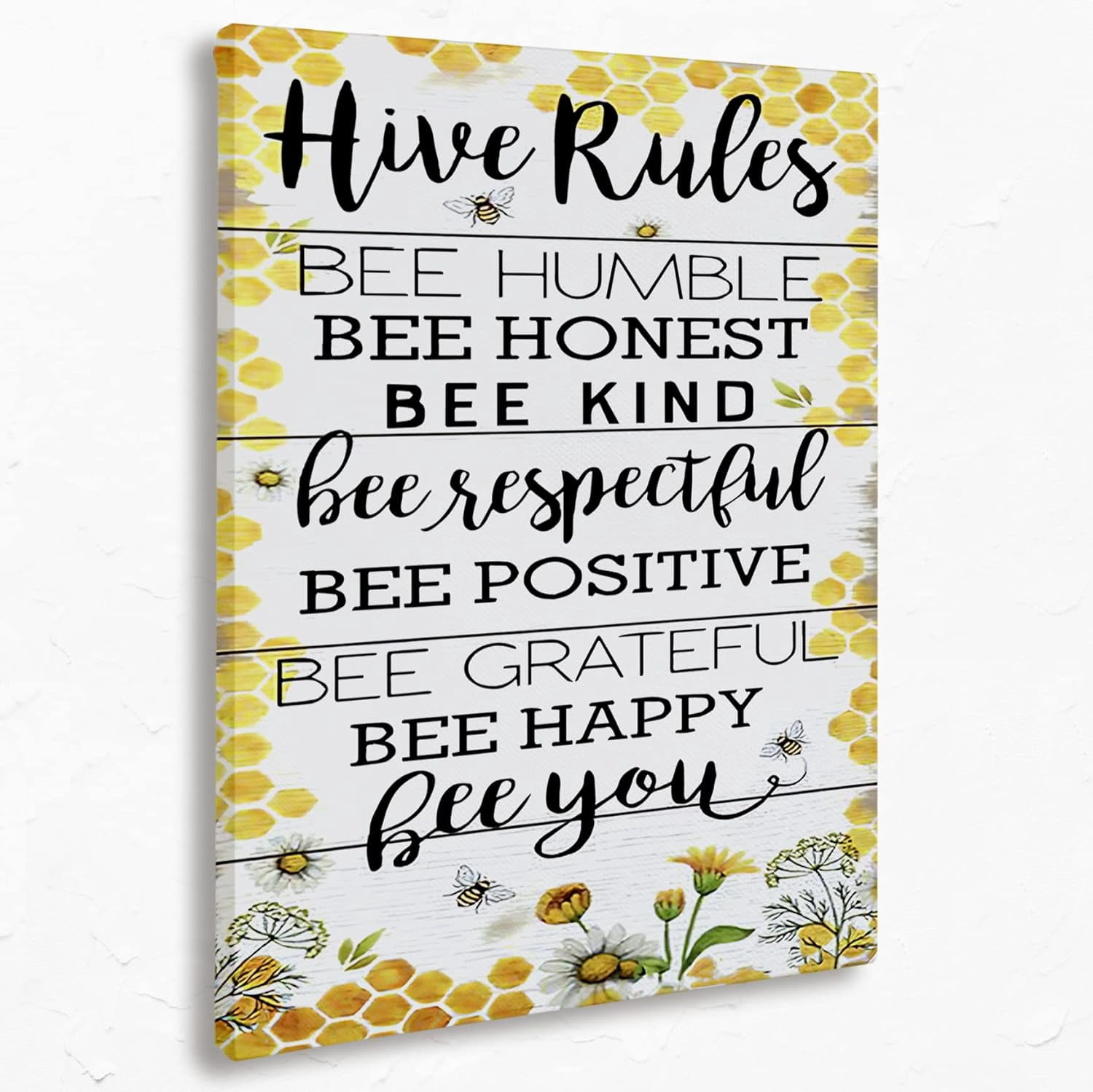 HFDF spirational Bee Hive Rules Canvas Wall Art Prts,Bee theme Vtage ...