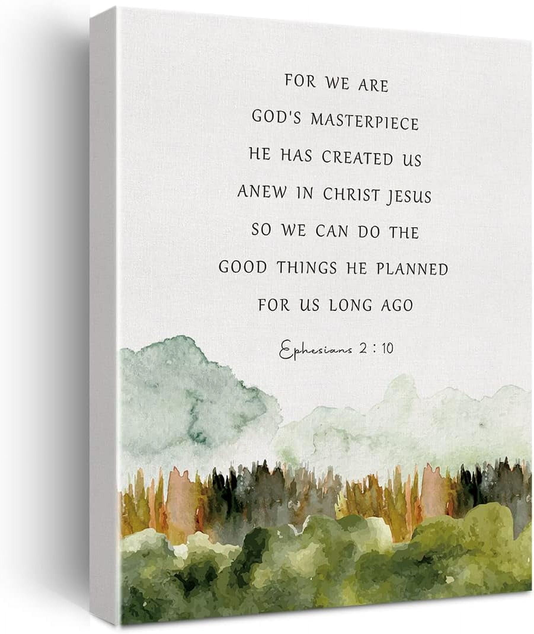 HFDF spirational Bible Verse Canvas Prt Decor Watercolor Ephesians 2 : ...
