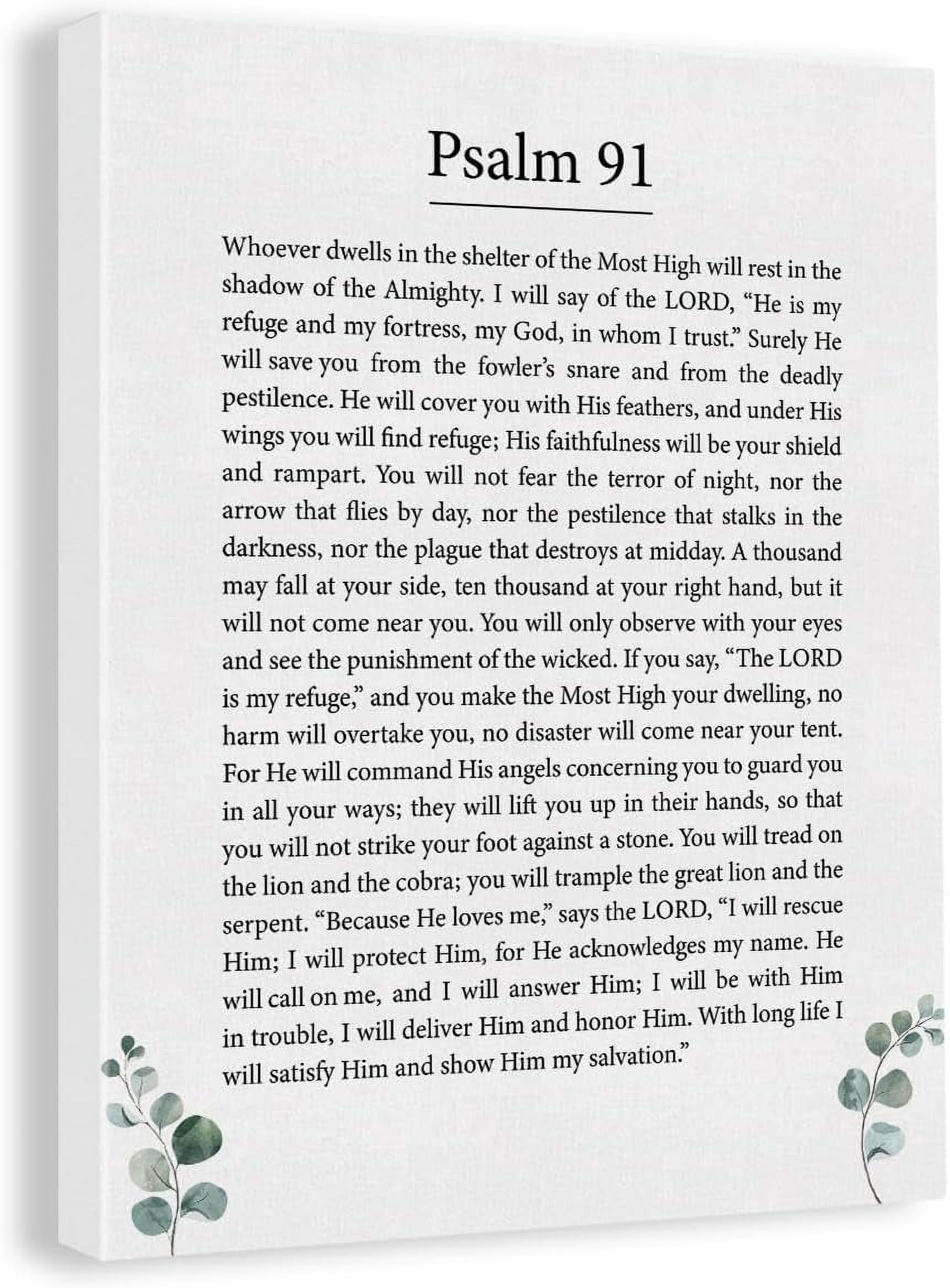 HFDF spirational Bible Verse Wall Art Decor Religious Psalm 91 Canvas ...