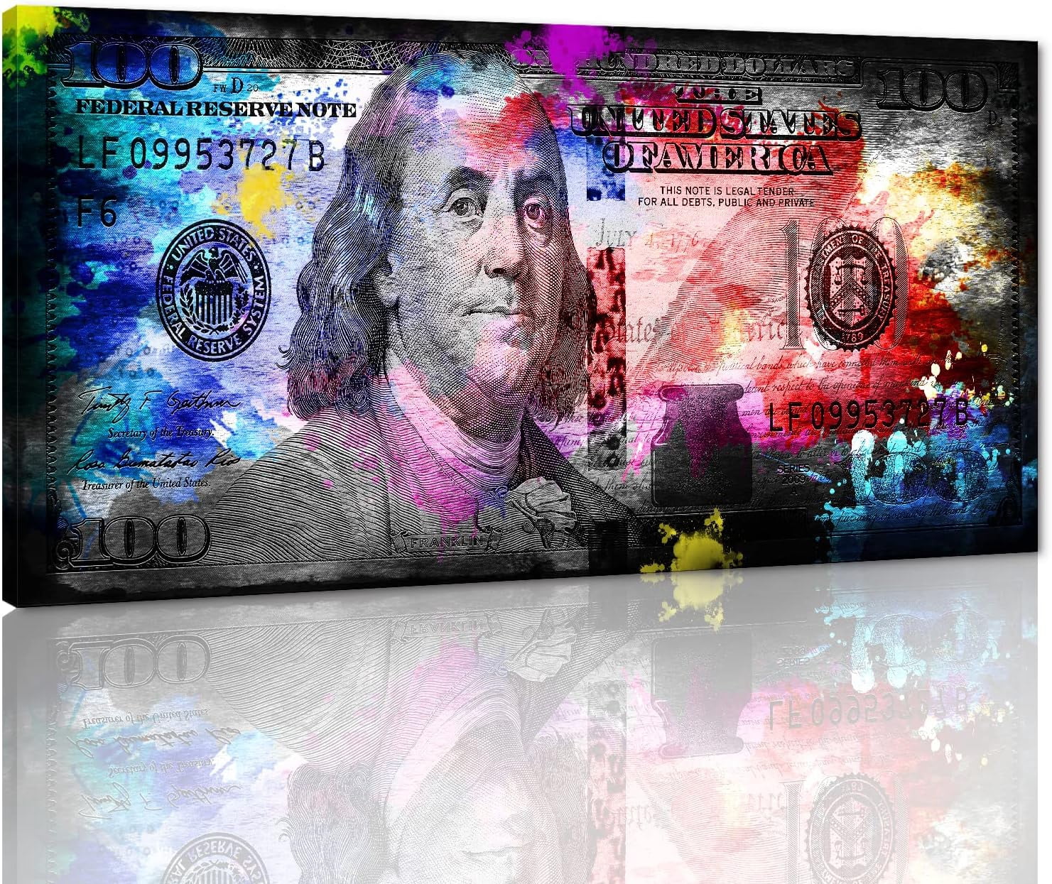 HFDF spirational Canvas Wall Art 100 Dollars Bill ArtWork Canvas Prt ...