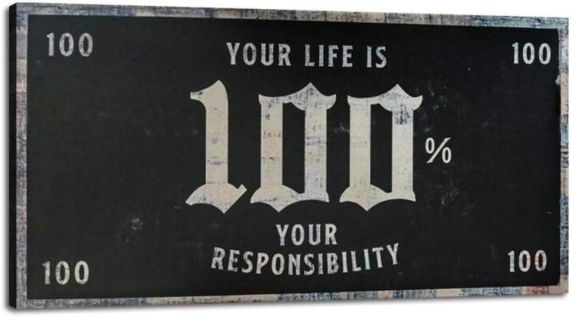HFDF spirational Office Art Works Your Life is 100% Your Responsibility ...
