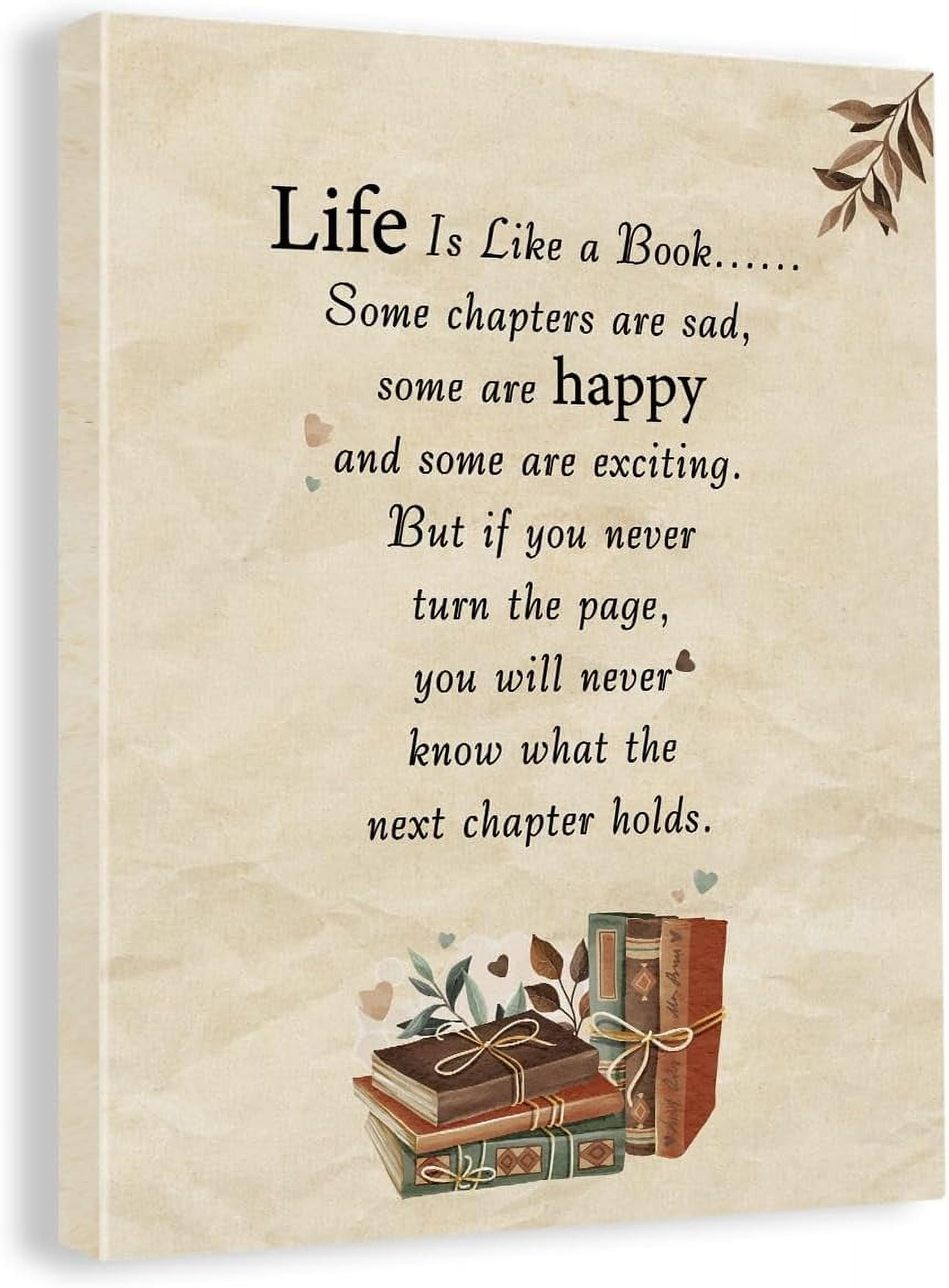 HFDF spirational Wall Art Decor Life is a Like a Book Quote Canvas Patg ...