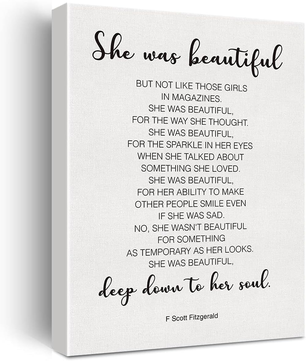 HFDF spirational Wall Decor She Was Beautiful F. Scott Fitzgerald Quote ...