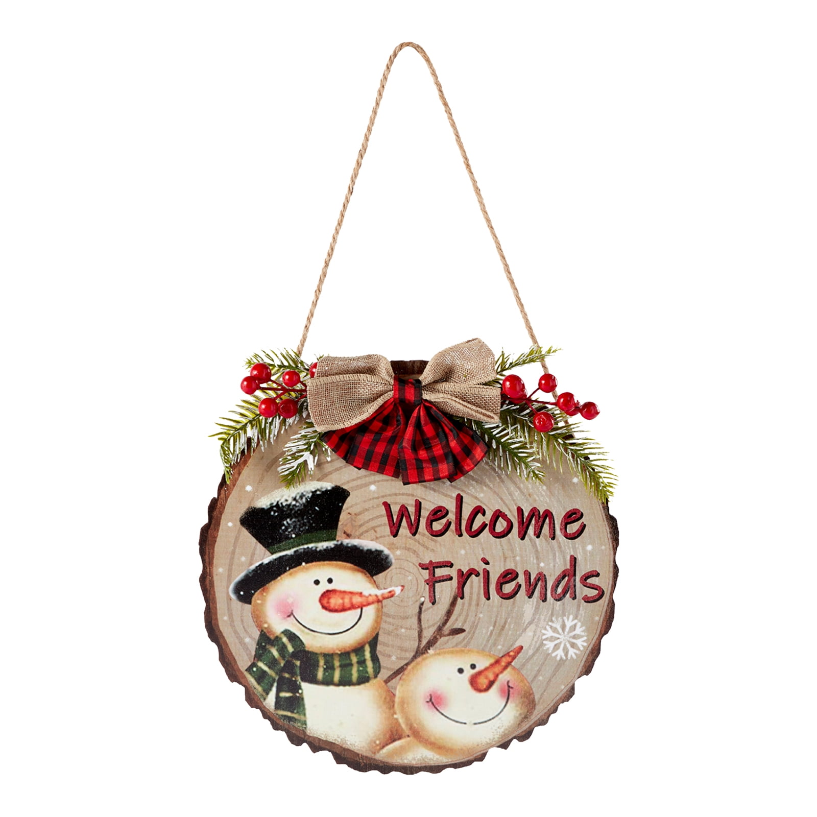 HFDR 12 Inch Snowman Christmas Wood Hanging Sign Merry Christmas Front ...