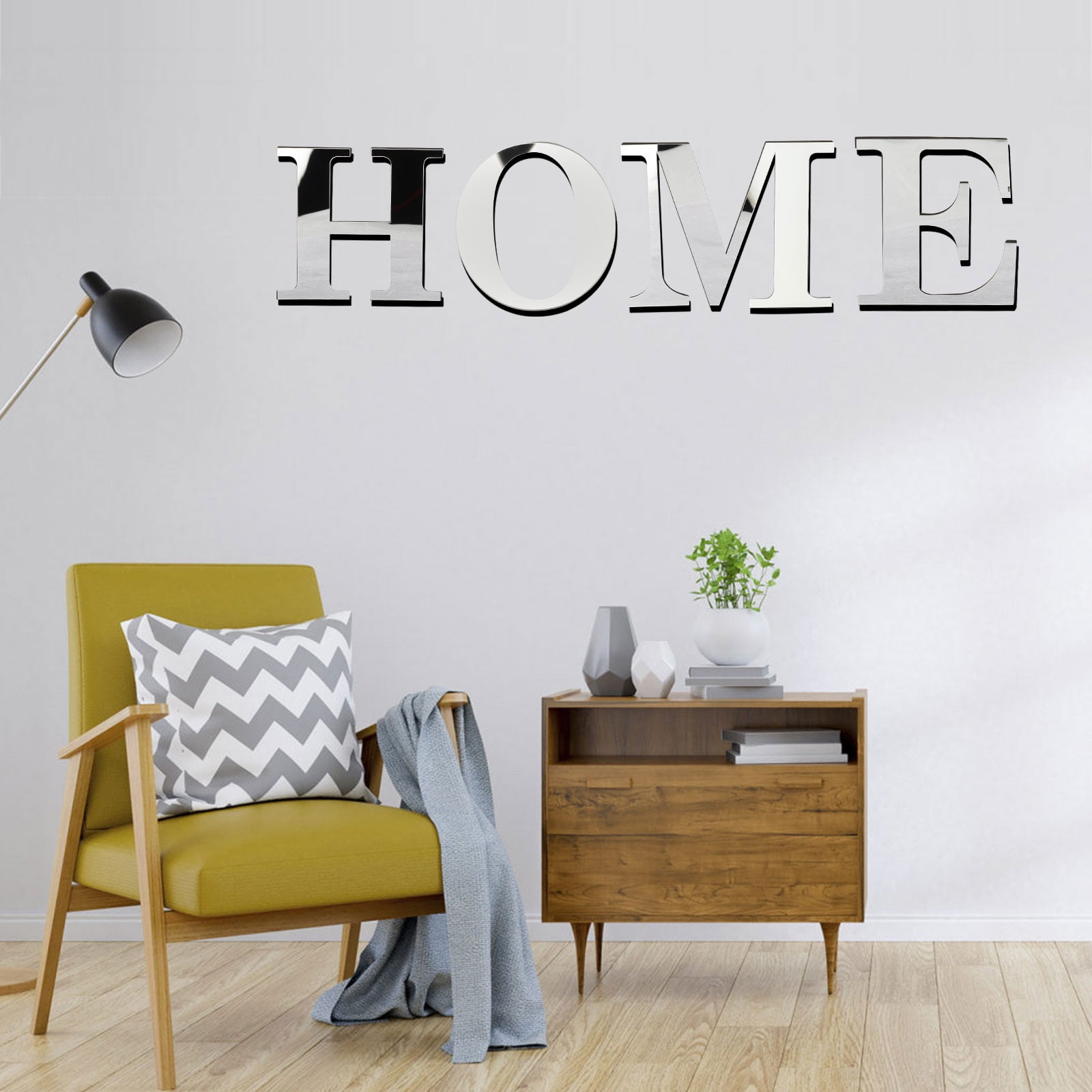 HFDR Removable 3D HOME Letters Mirror Wall Sticker Art Acrylic Decals ...
