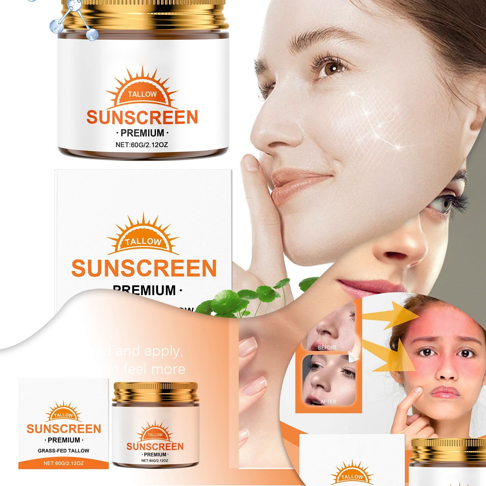 HFDhfbA Tallow Sunscreen,Beef Tallow for Skin,Beef Tallow 50 Fed Beef ...