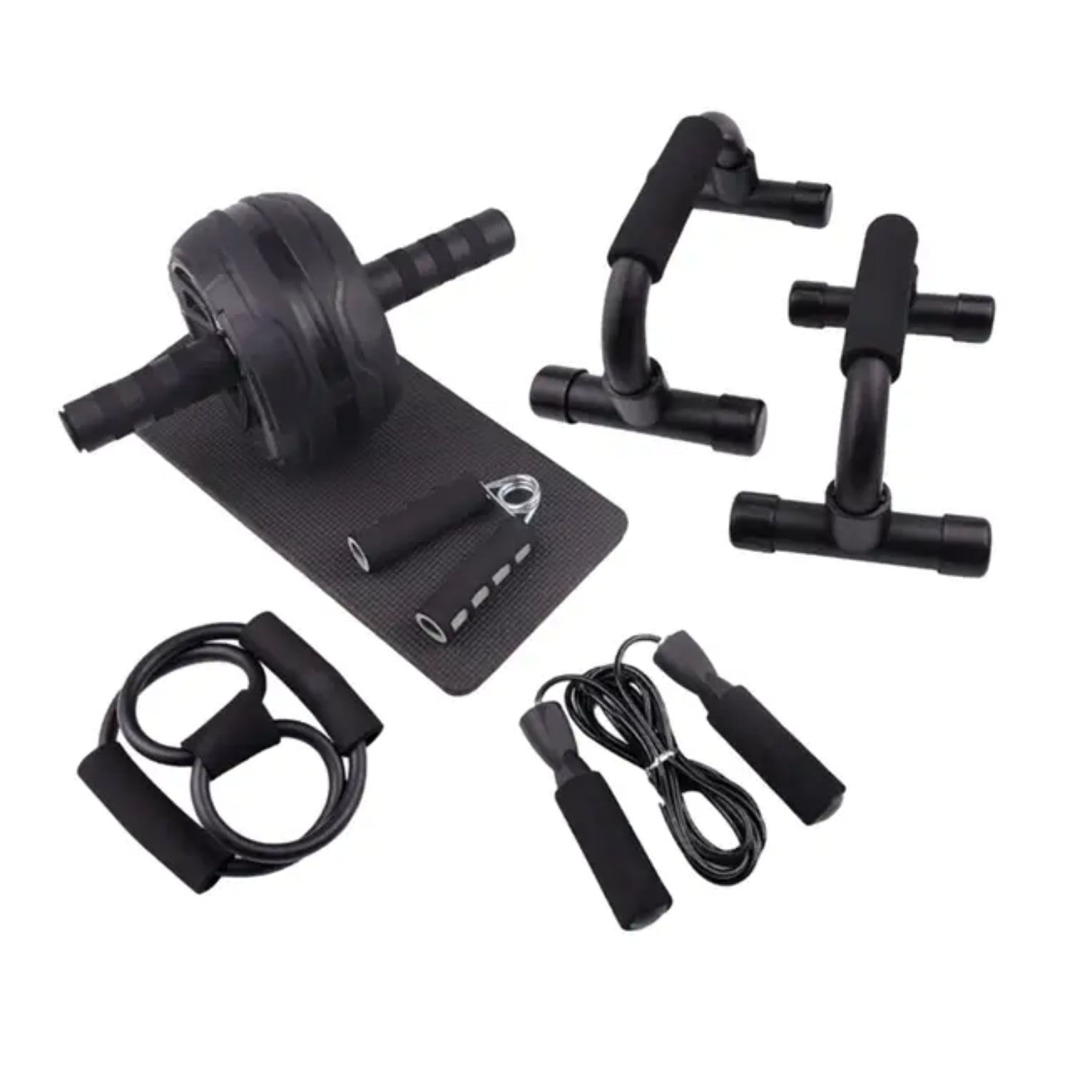HFHMWL 5 in 1 Core Strength Abdominal Workout Wheel Push Bars with ...