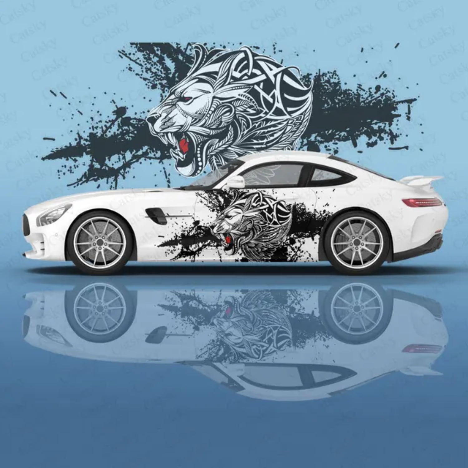 HFHMWL Custom Stylish Black Lion Art Car Body Sticker for SUV Decal ...