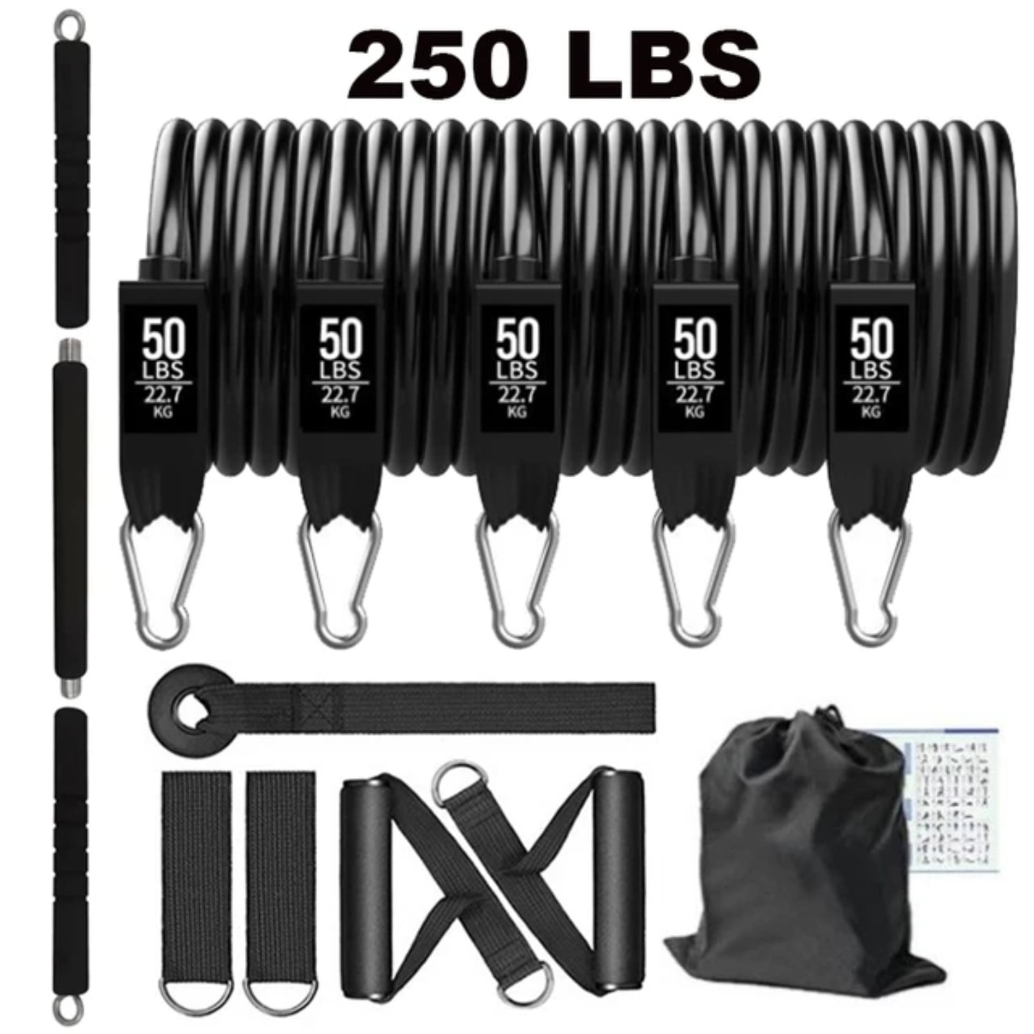 HFHMWL Elastic Resistance Pilates Kit with Durable 3-Section Fitness ...