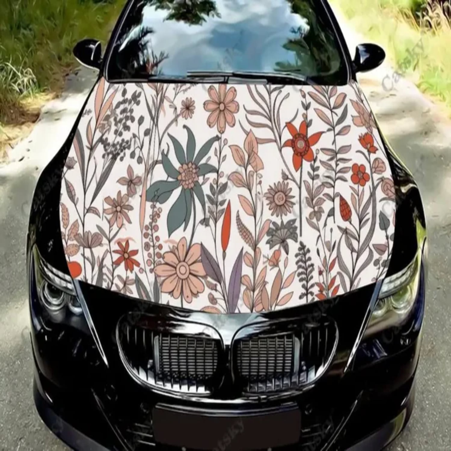 HFHMWL Elegant Botanical Art Flower Vinyl Stickers Wrap Film for Car ...