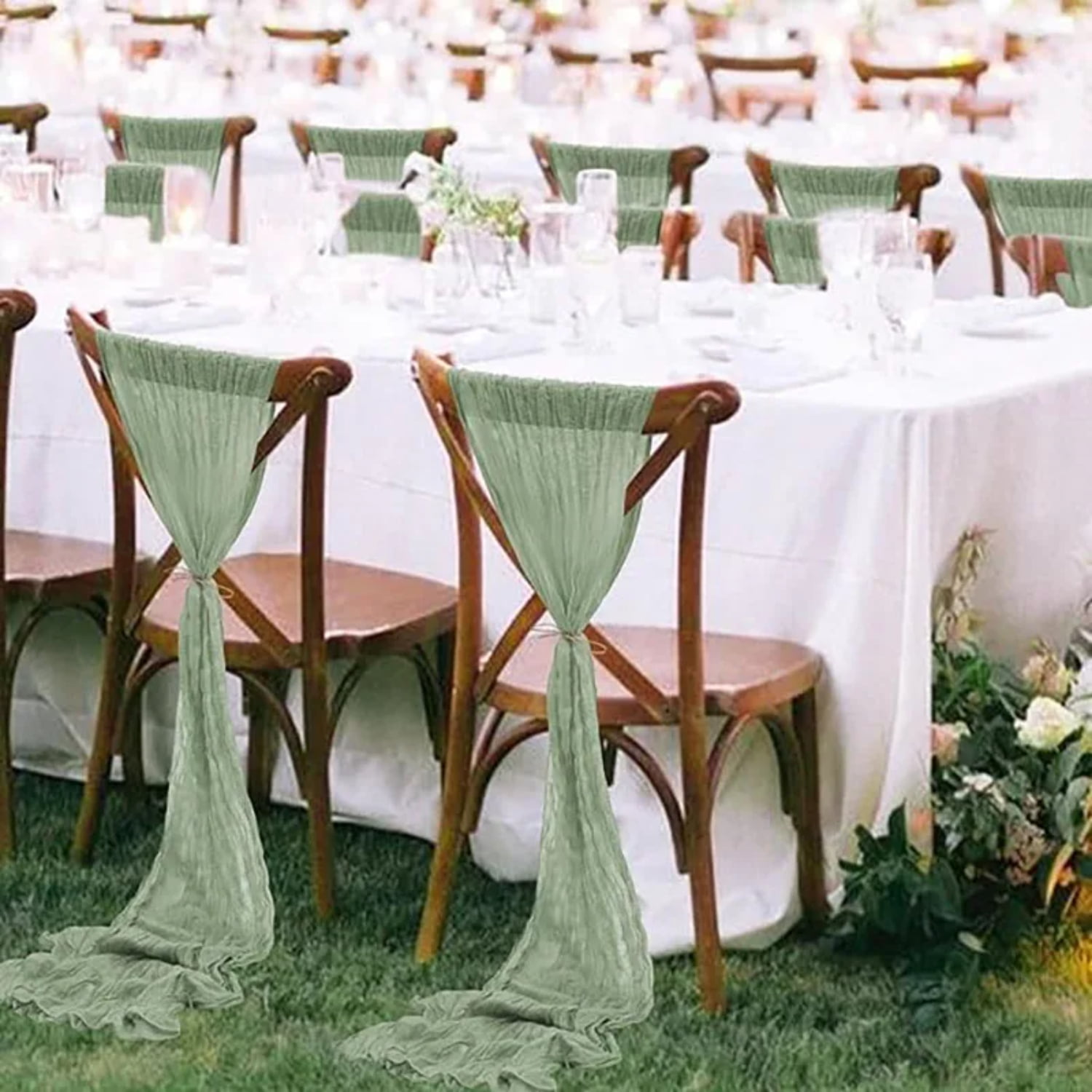 HFHMWL Elegant Rustic Cheesecloth Chair Sashes - Set of 20 Beautiful ...