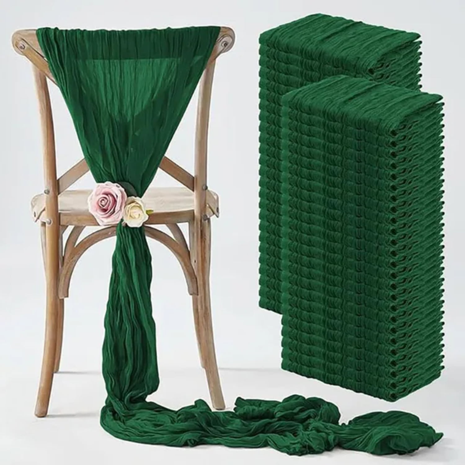 HFHMWL Elegant Rustic Cheesecloth Chair Sashes - Set of 20 Beautiful ...