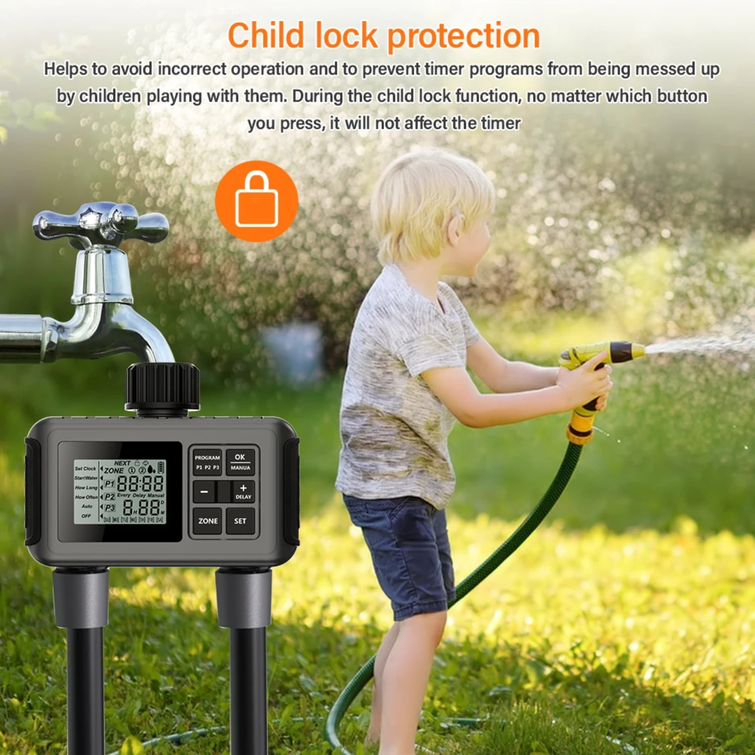 HFHMWL LCD Smart Outdoor Programmable 2-Zone Automatic Irrigation ...