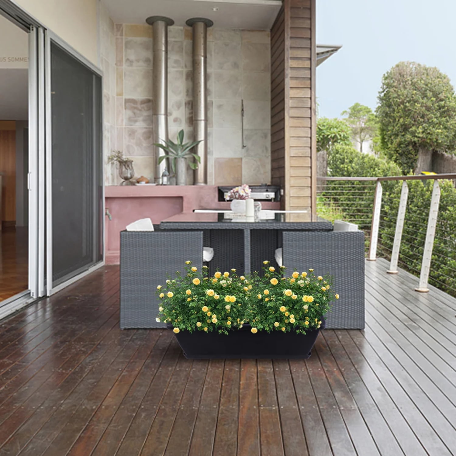 HFHMWL Set of 6 Vibrant Rectangular Plastic Planters for Indoor and ...