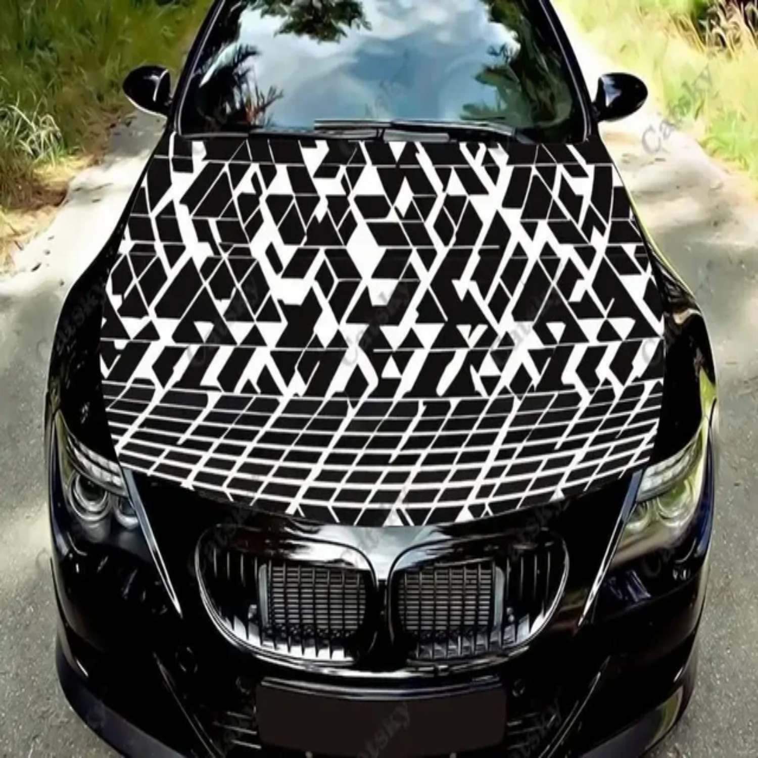 HFHMWL Stylish Black and White Geometric Patterns Vinyl Stickers Wrap ...