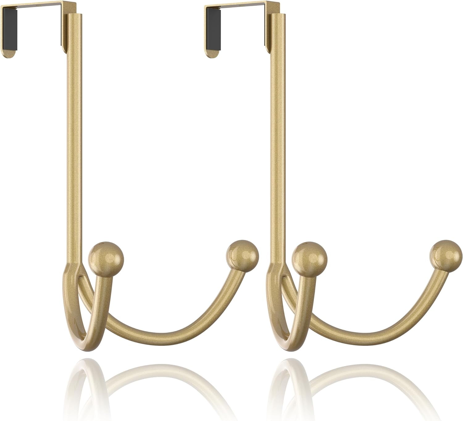 Hfhome 2 Packs Over The Door Hooks, Gold Twin Hooks, Soft Padded, Holds ...