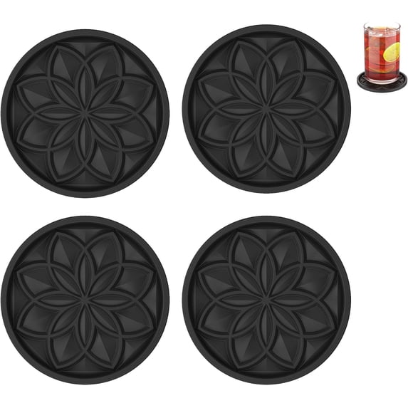 HFHOME Coasters for Drinks 4 Pcs Silicone Coasters Set, Drink Coaster ...