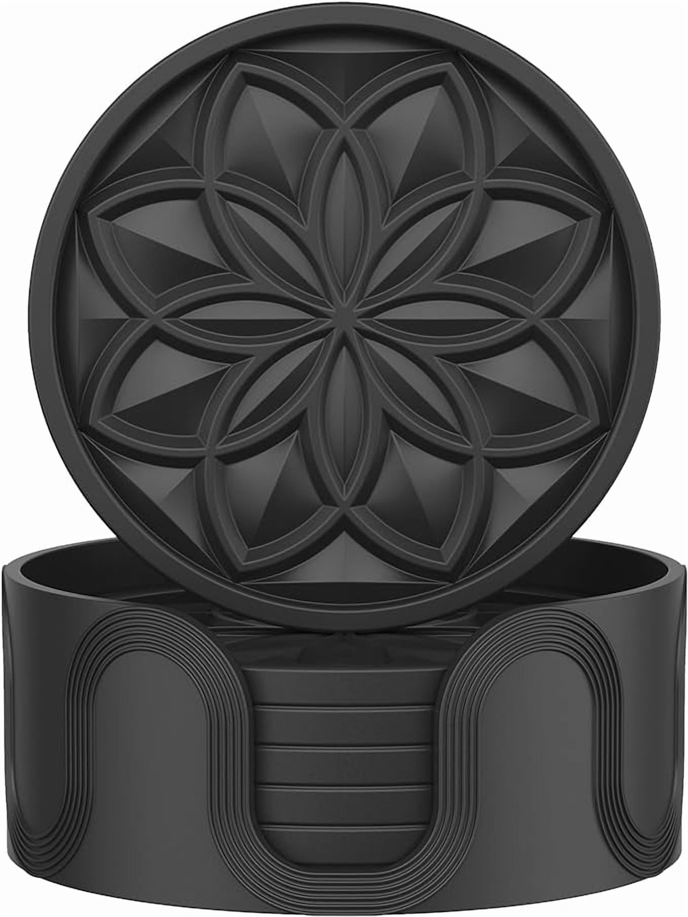 Hfhome, Coasters for Drinks, 6 Pack, Silicone Set with Holder - Walmart.com