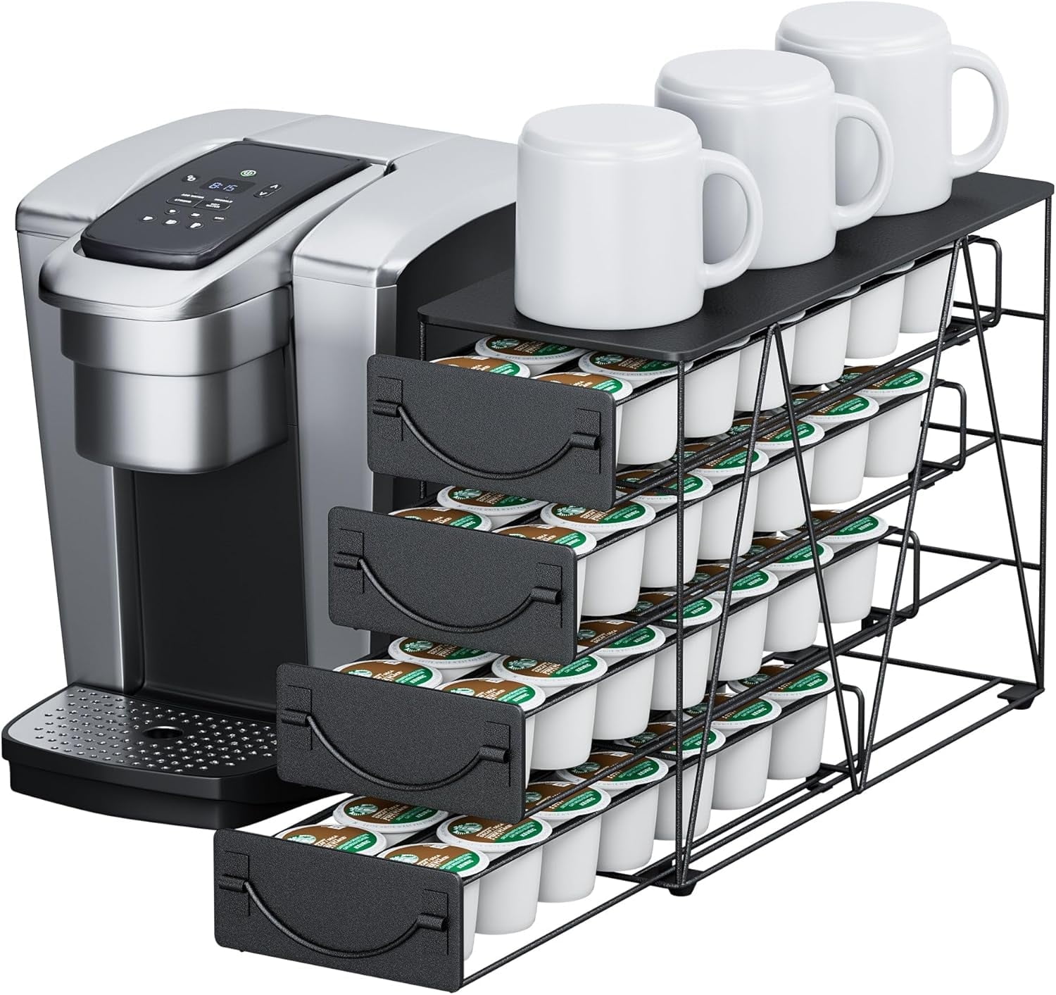 HFHOME Coffee Pod Holder For Counter, Compatible with K-Cups, 4-tier ...