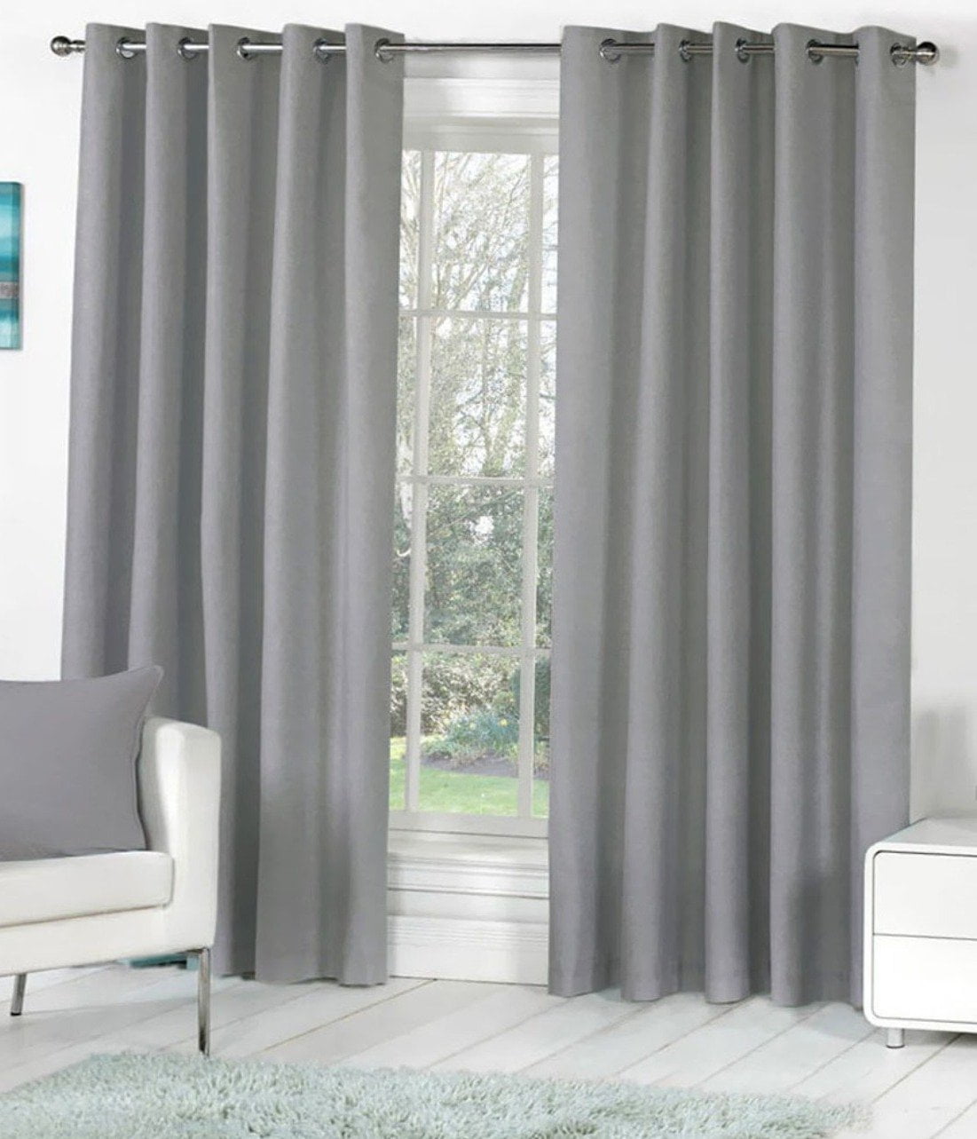 HFI Royal Silky Grommet Long Door Curtain 9 feet Grey 1 Piece - Walmart.com