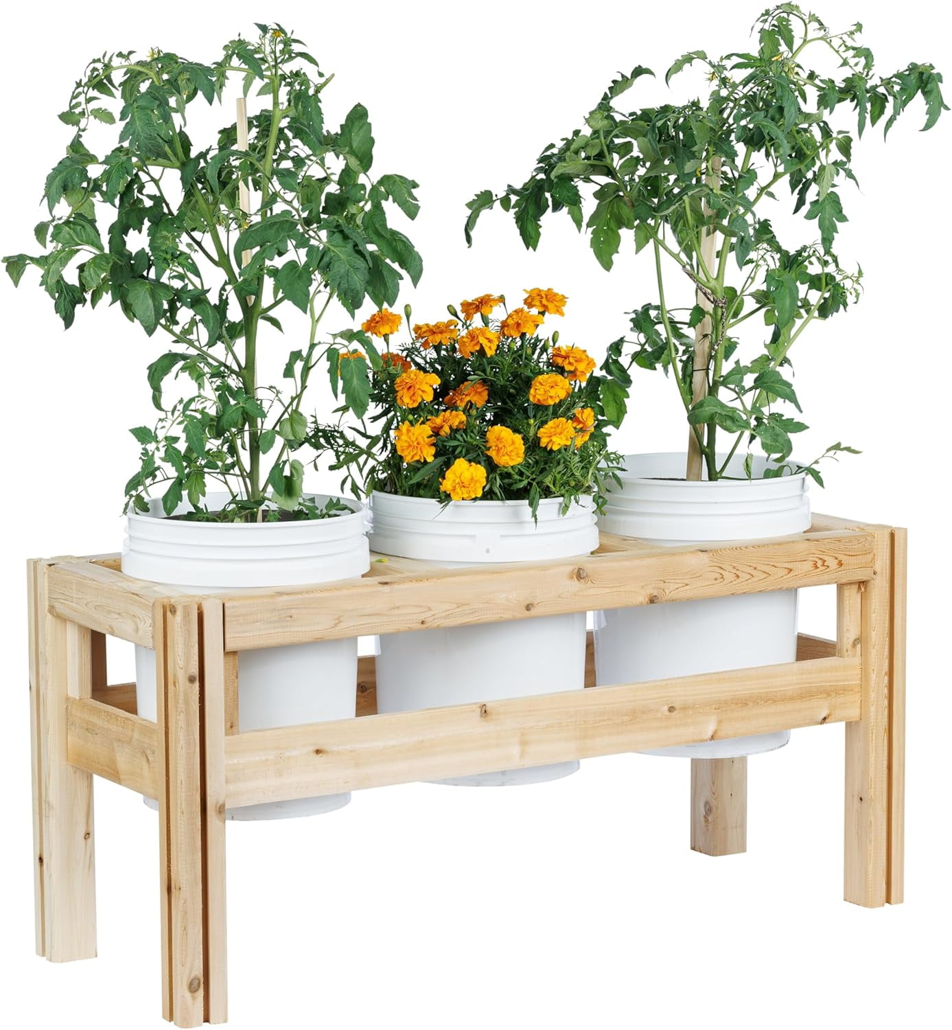 HFJMHG 3-Bucket Elevated Garden Planter - North American Cedar Raised ...
