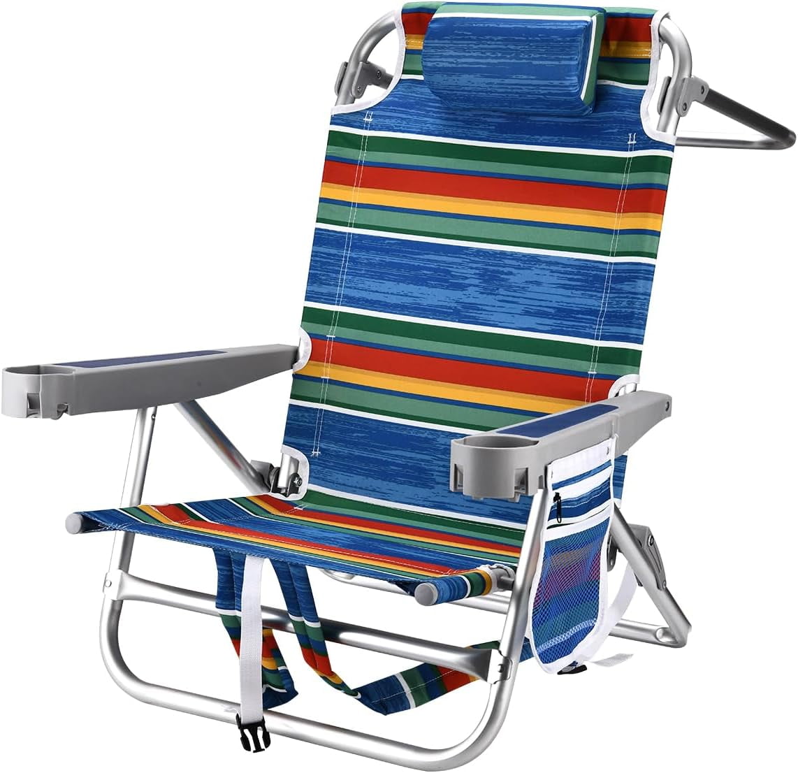 HFJMHG 300LB Backpack Beach Chair - 5-Position Reclining Aluminum Frame ...