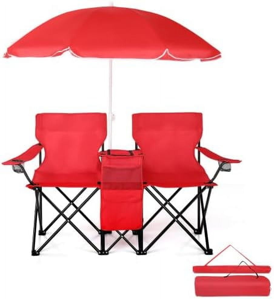 HFJMHG Double Camping Chair - 2-Person Folding Chair with Adjustable ...