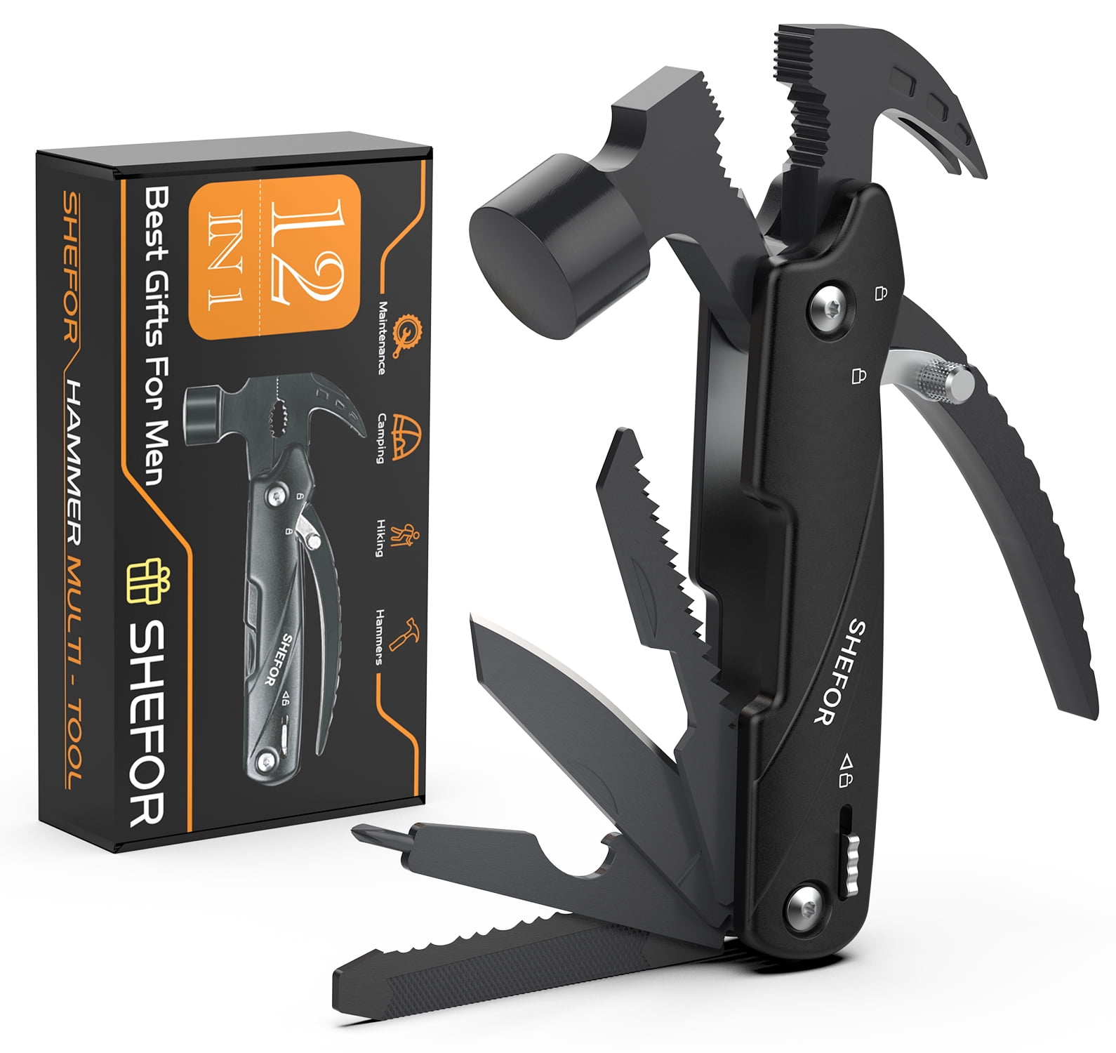 HFLRZZ 12 in 1 Multifunction Hammer Kit, Tactical Outdoor Survival Gear ...