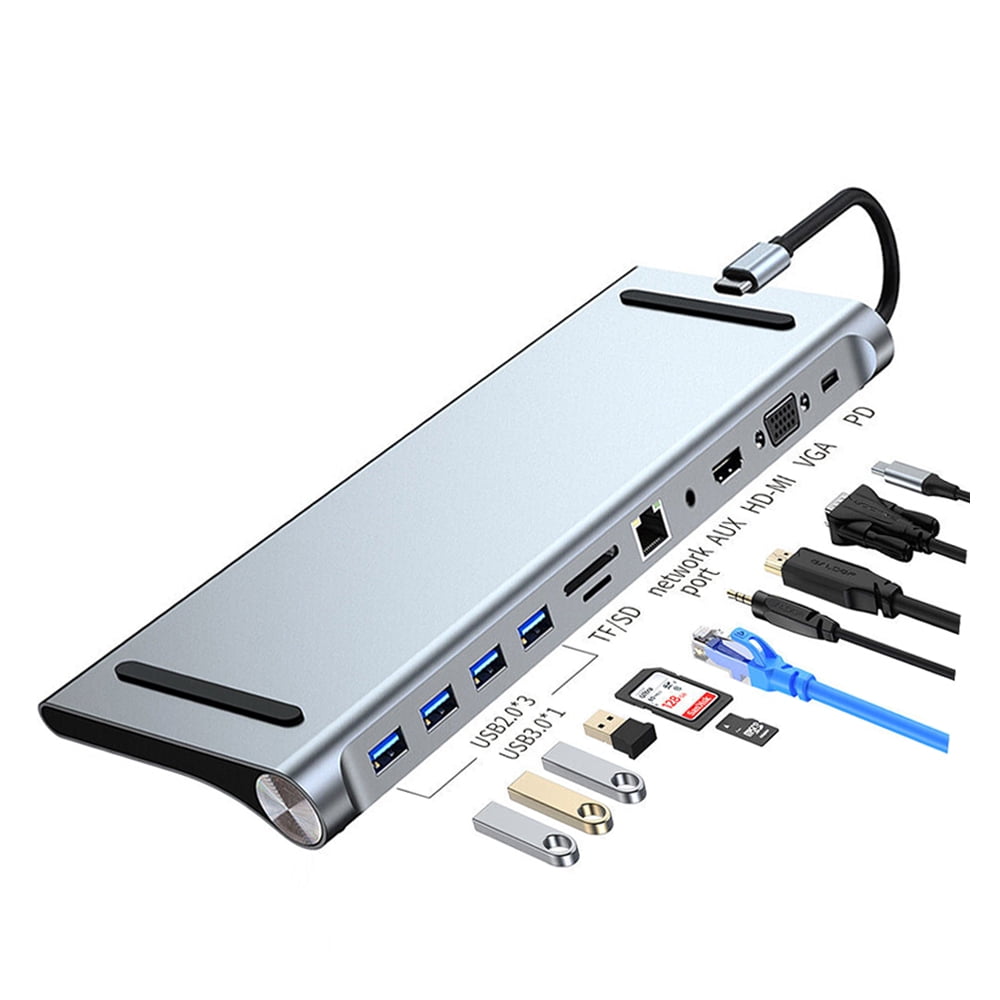 HFLRZZ USB C Hub, 11-in-1 docking station USB C Adapter macbook pro ...